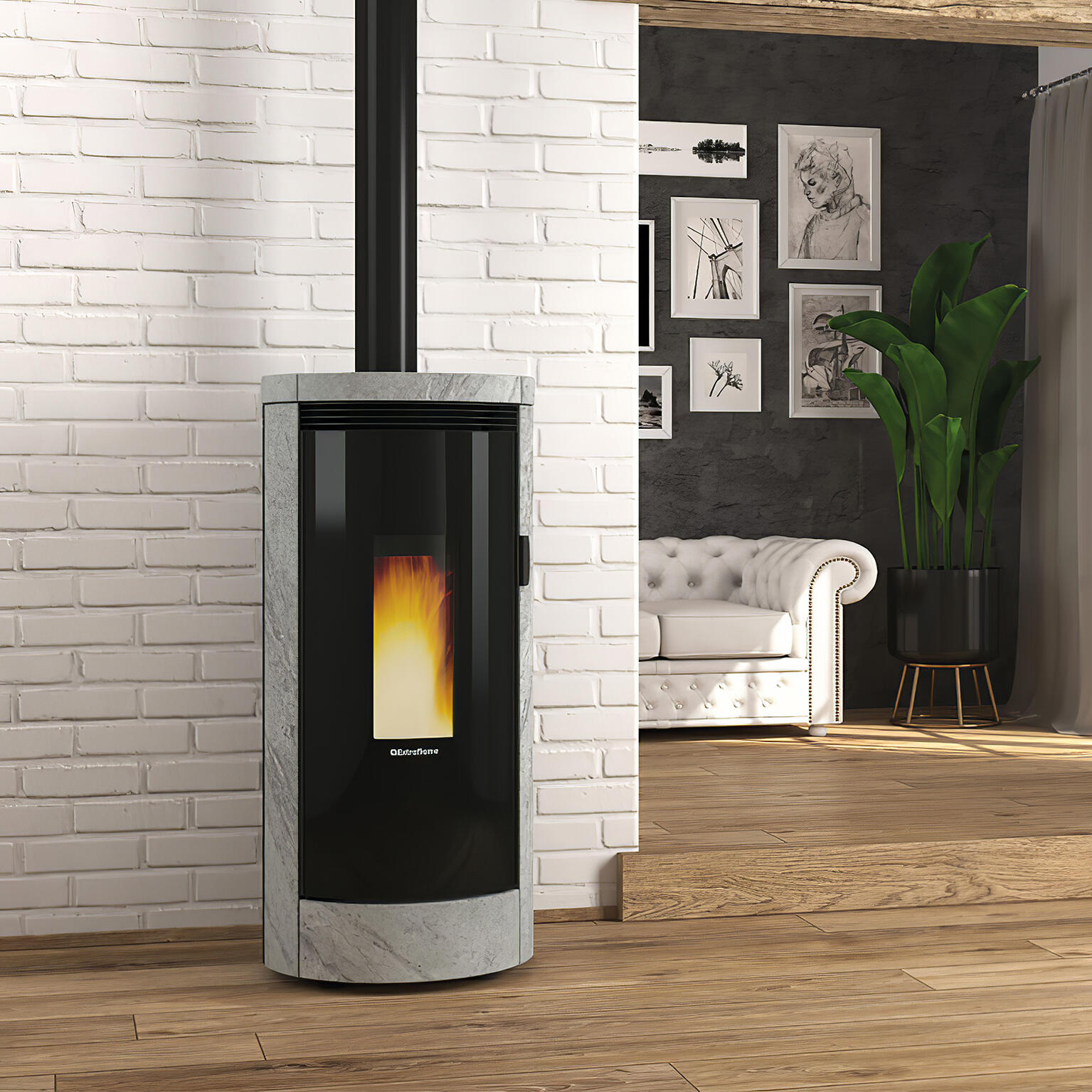 Poêle à granulés EXTRAFLAME Debby gris 9.7 kW | Leroy Merlin