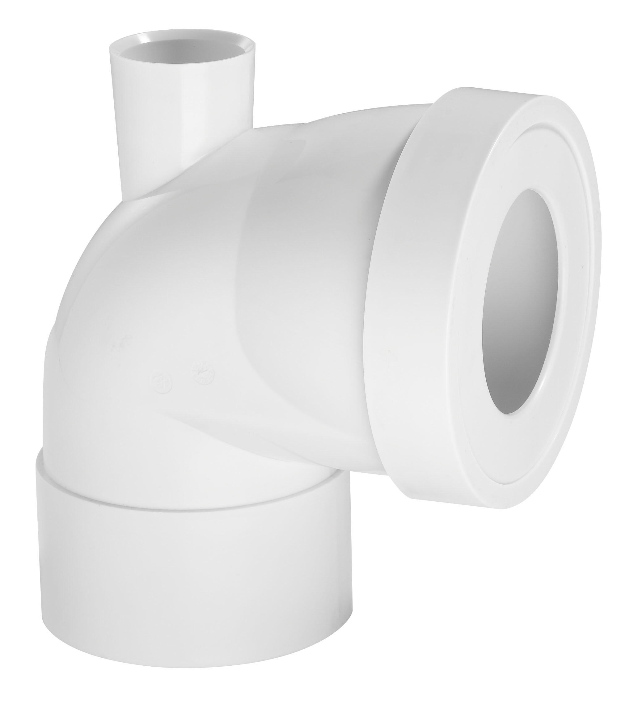 Pipe de WC courte en angle de 90 °C avec piquage Diam.10 cm WIRQUIN ...