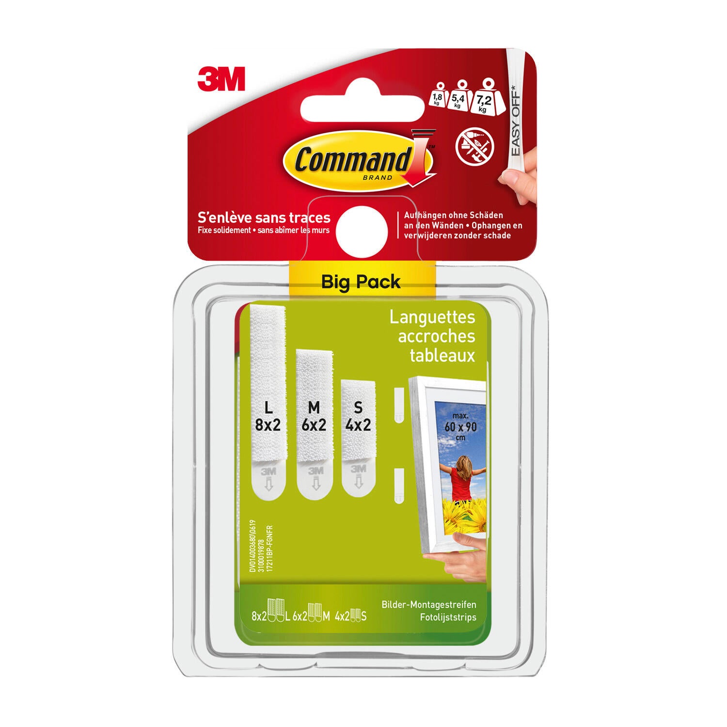 Lot de 36 Languette adhésive blanc Pack 8s/12m/16l COMMAND | Leroy Merlin