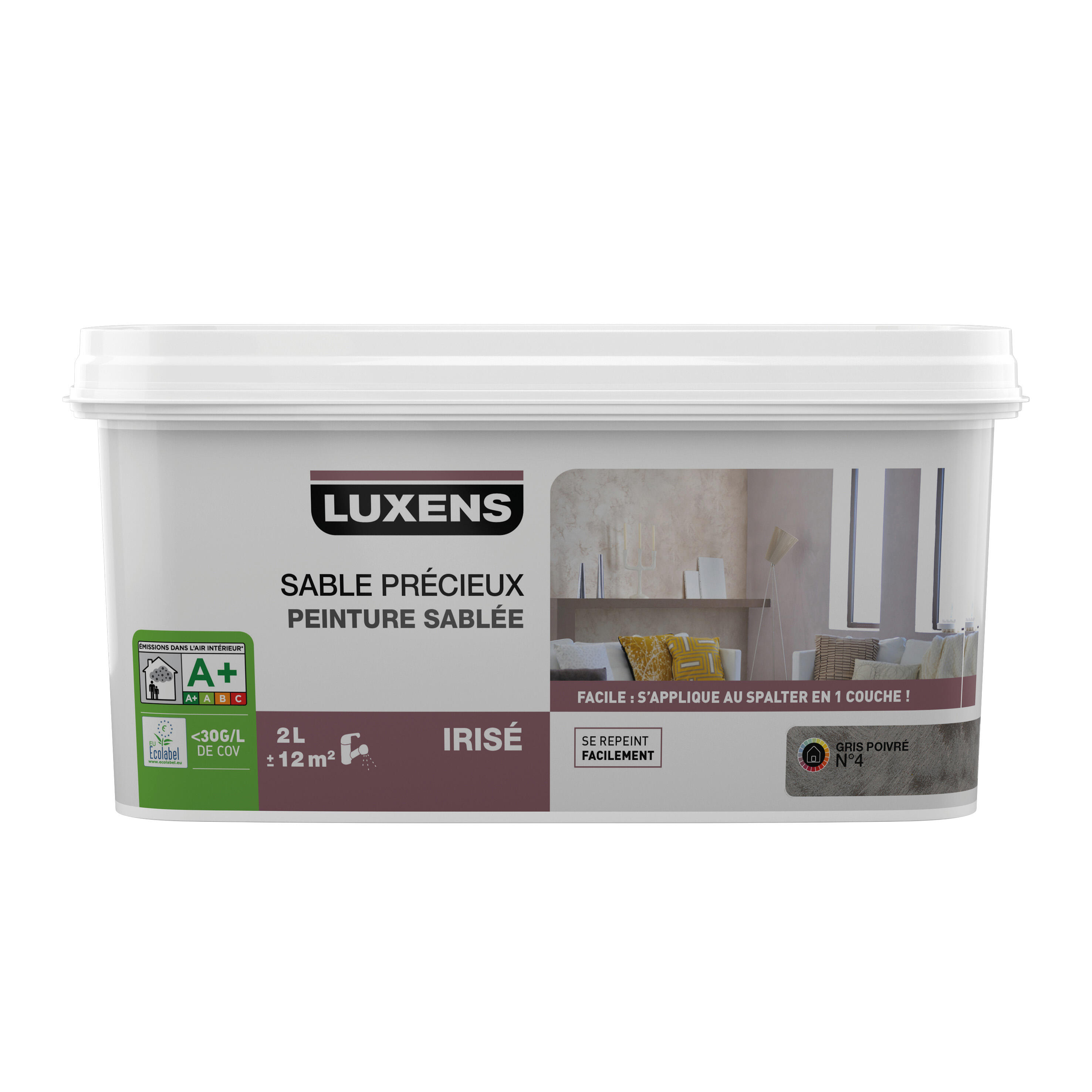 Peinture à effet, Sable précieux LUXENS, gris poivré 4, 2 l | Leroy Merlin