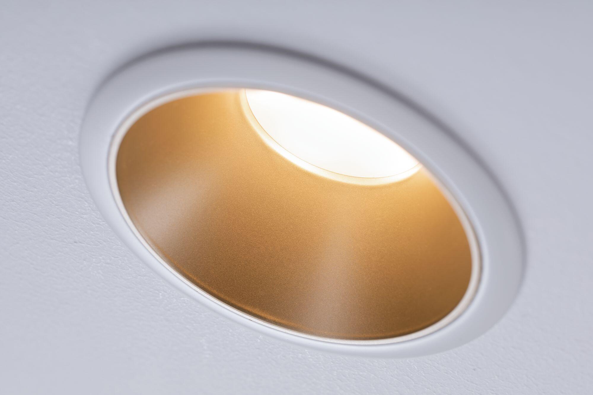 Spot à encastrer Cole led intégrée, 2700K PAULMANN rond blanc/doré ...