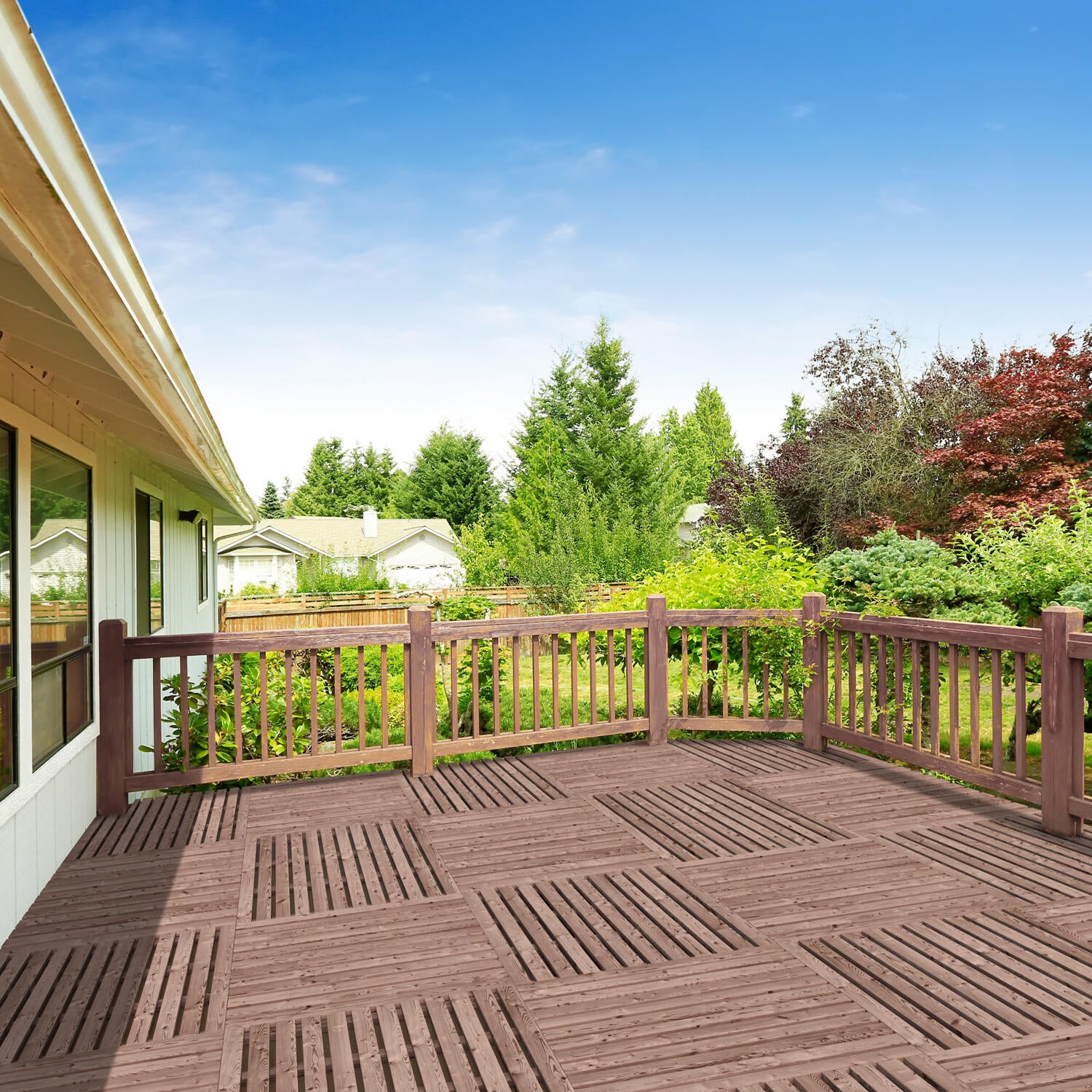 Dalle terrasse bois marron, L.100 x l.100 cm x Ep.40 mm | Leroy Merlin