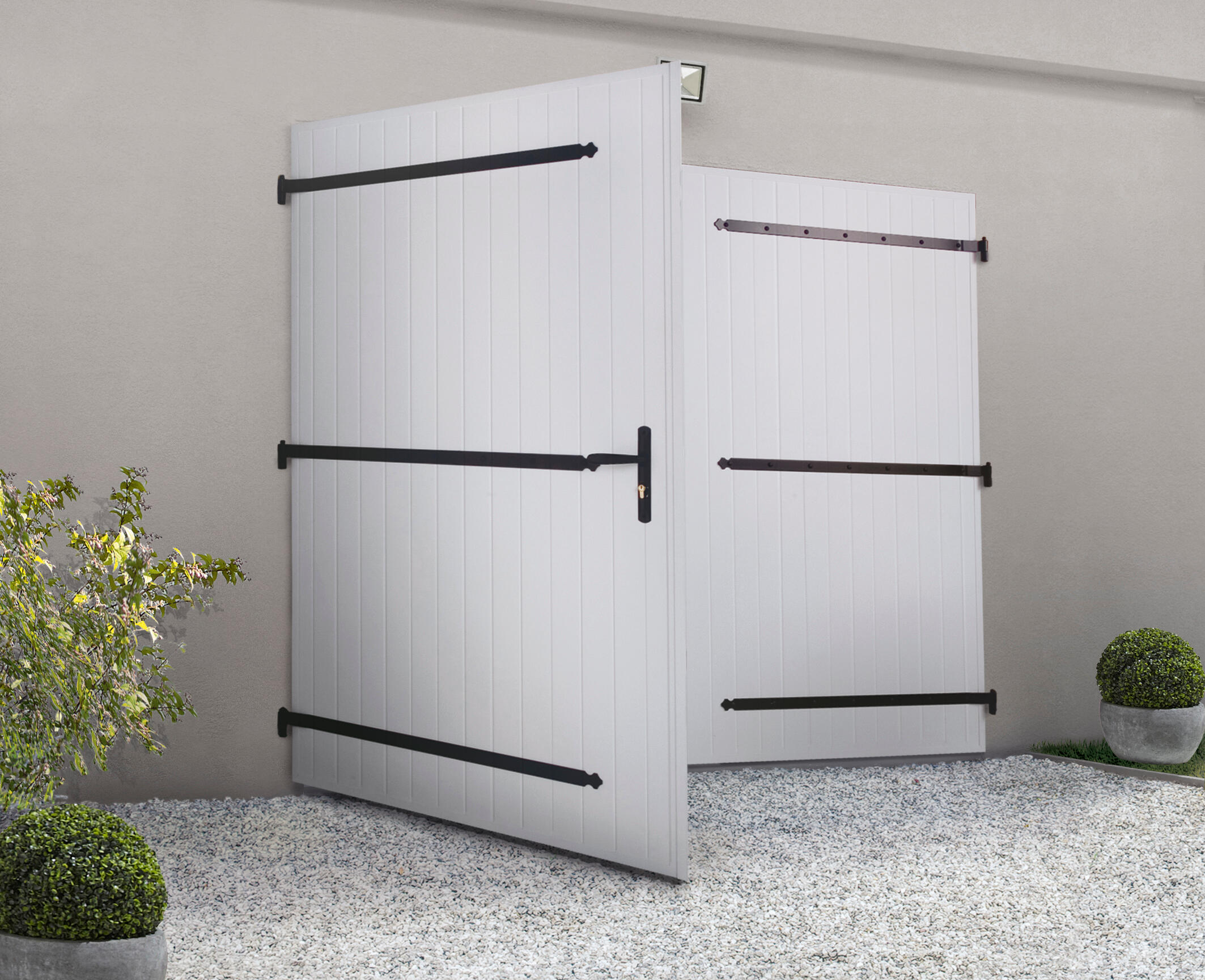 Porte garage battante manuelle ESSENTIEL alu H.200 x l.240 blanc ...