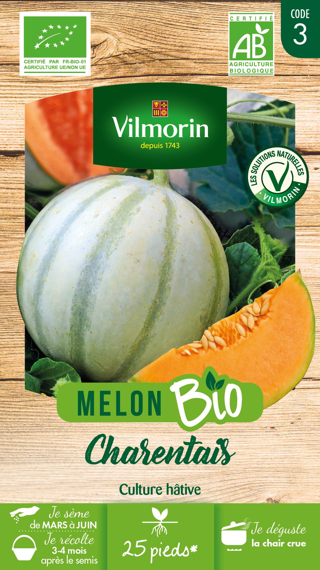 Graine potagère melon charentais bio VILMORIN 2 g | Leroy Merlin