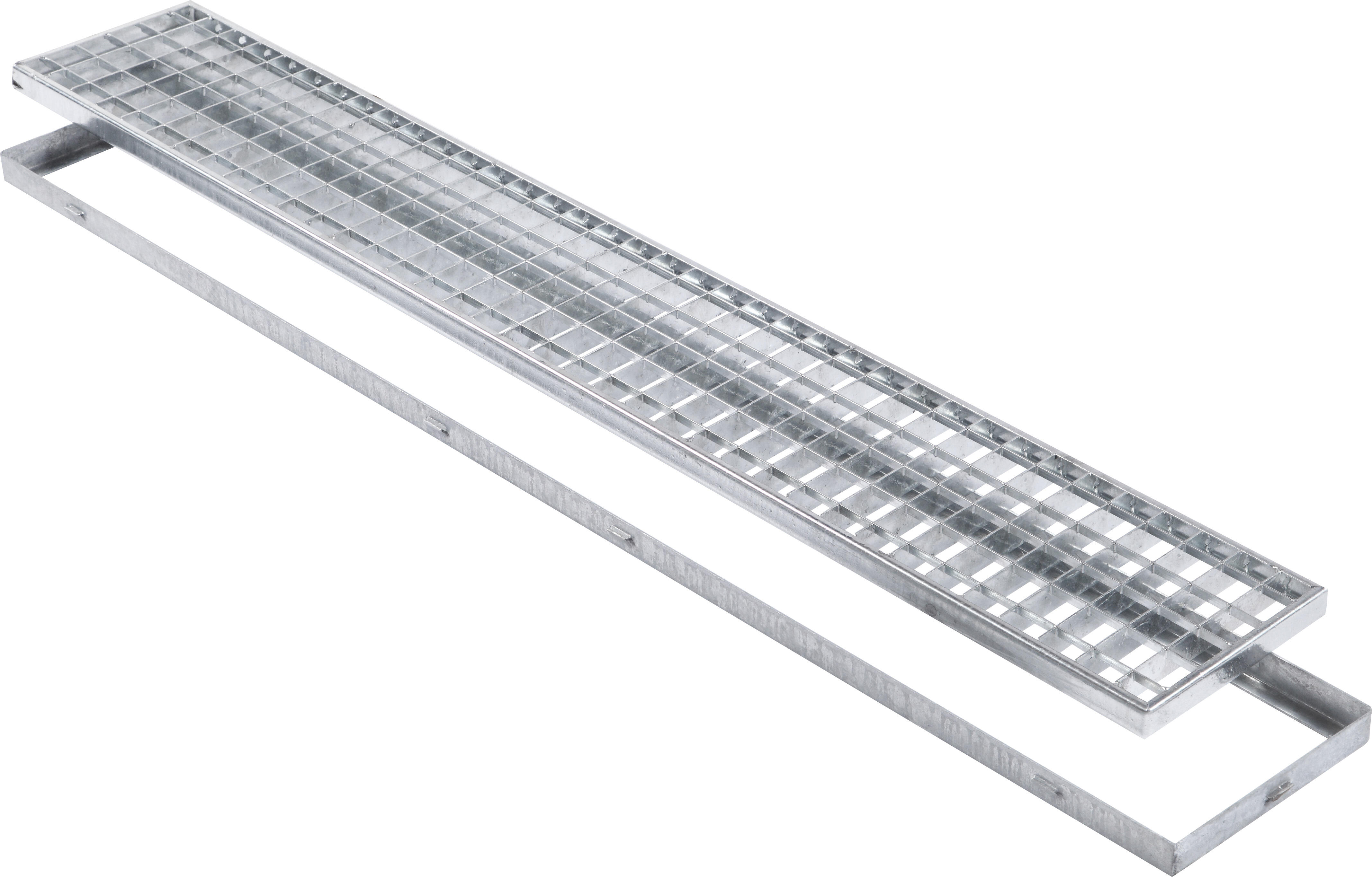 Grille caillebotis et cadre acier galvanisé 12,4x99 cm | Leroy Merlin