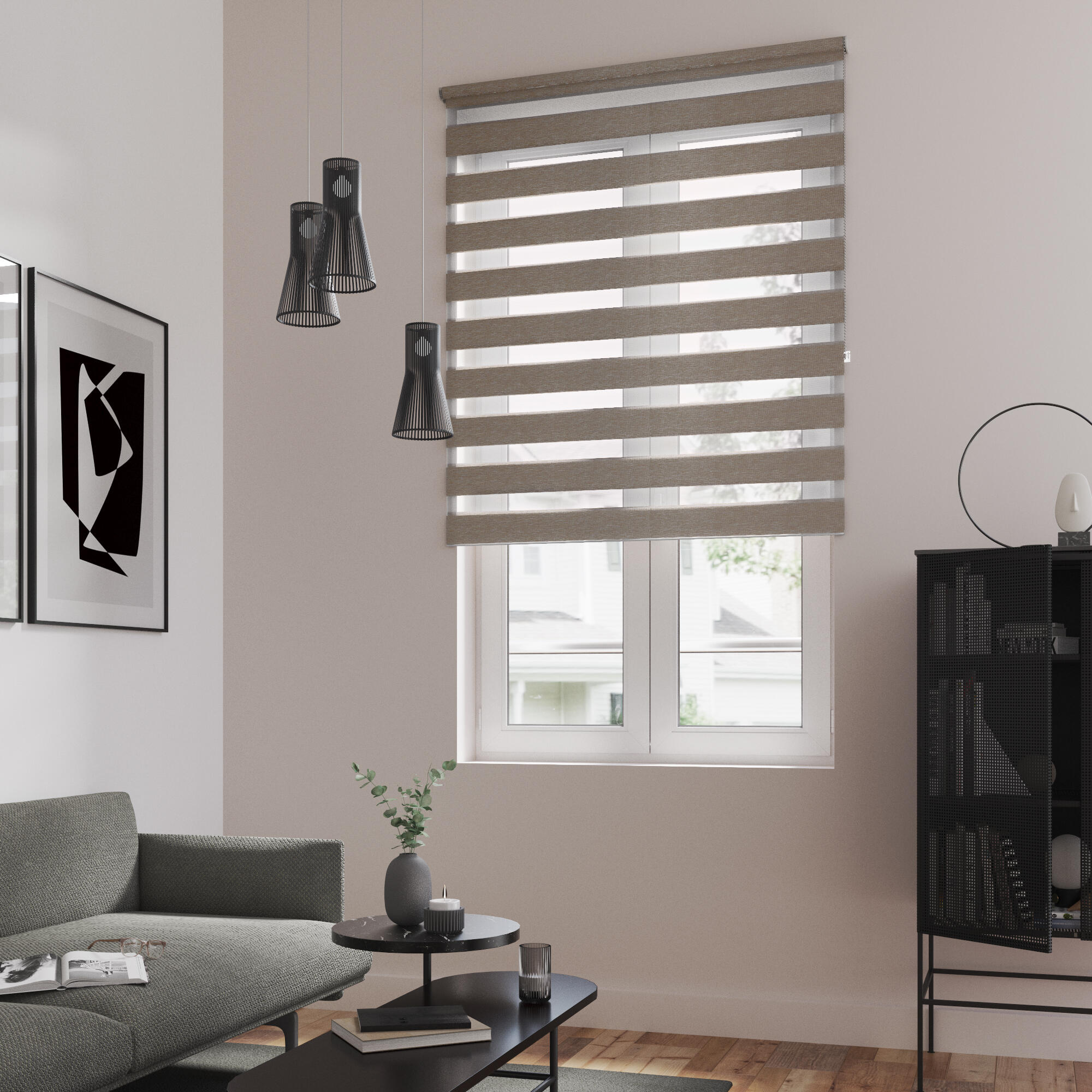 Store enrouleur screen Authentic taupe, l.120 x H.190 cm, DECOSOL ...