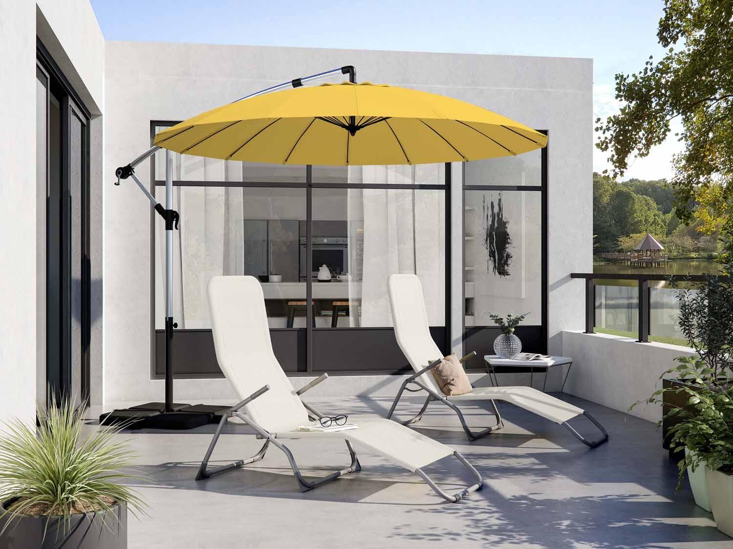Parasol NATERIAL Sinae jaune rond, L.284 x l.284 cm | Leroy Merlin