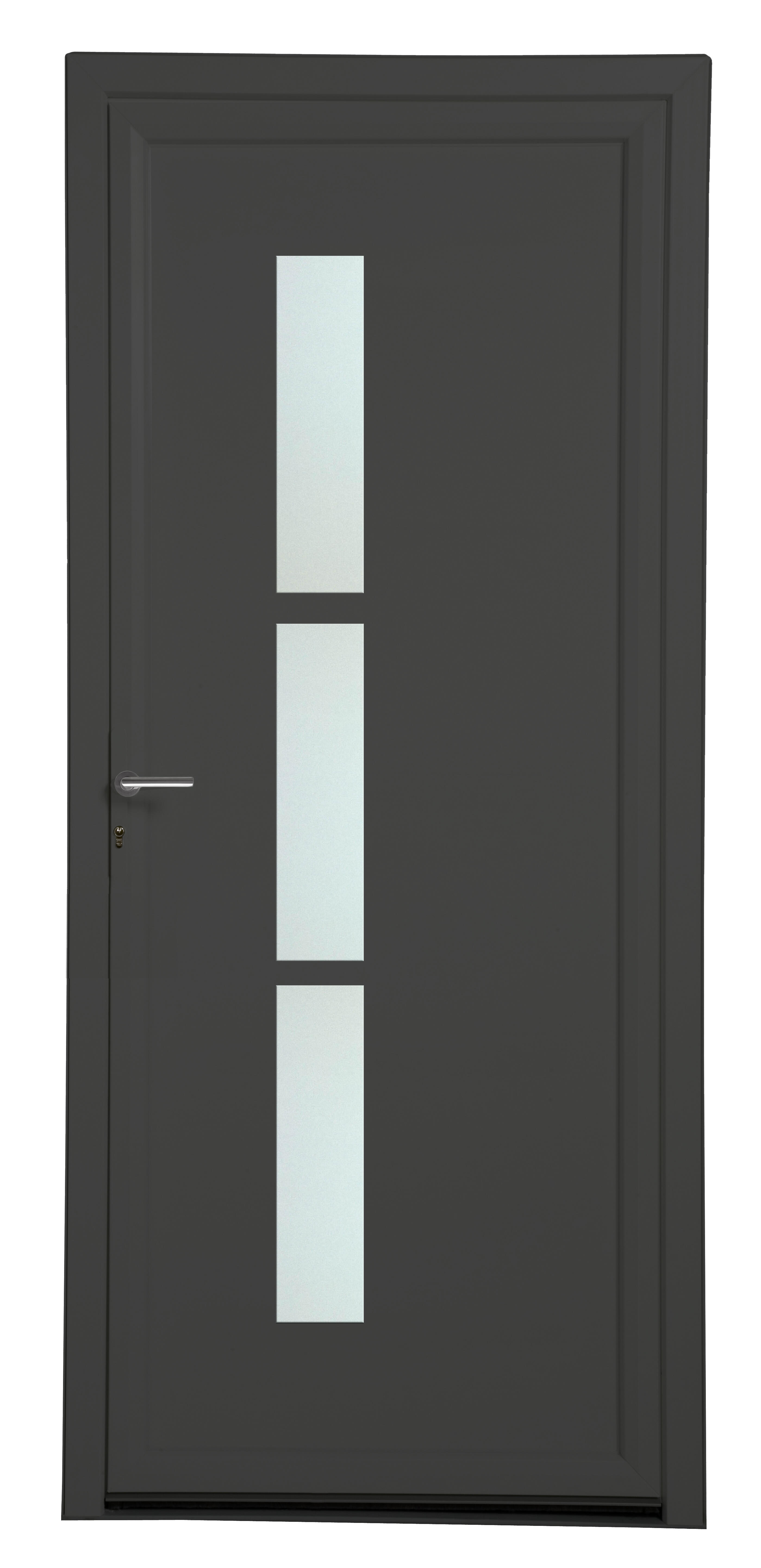 Porte de service PVC Manhattan2 H200xl90 cm vitrée gris ext/blanc int ...