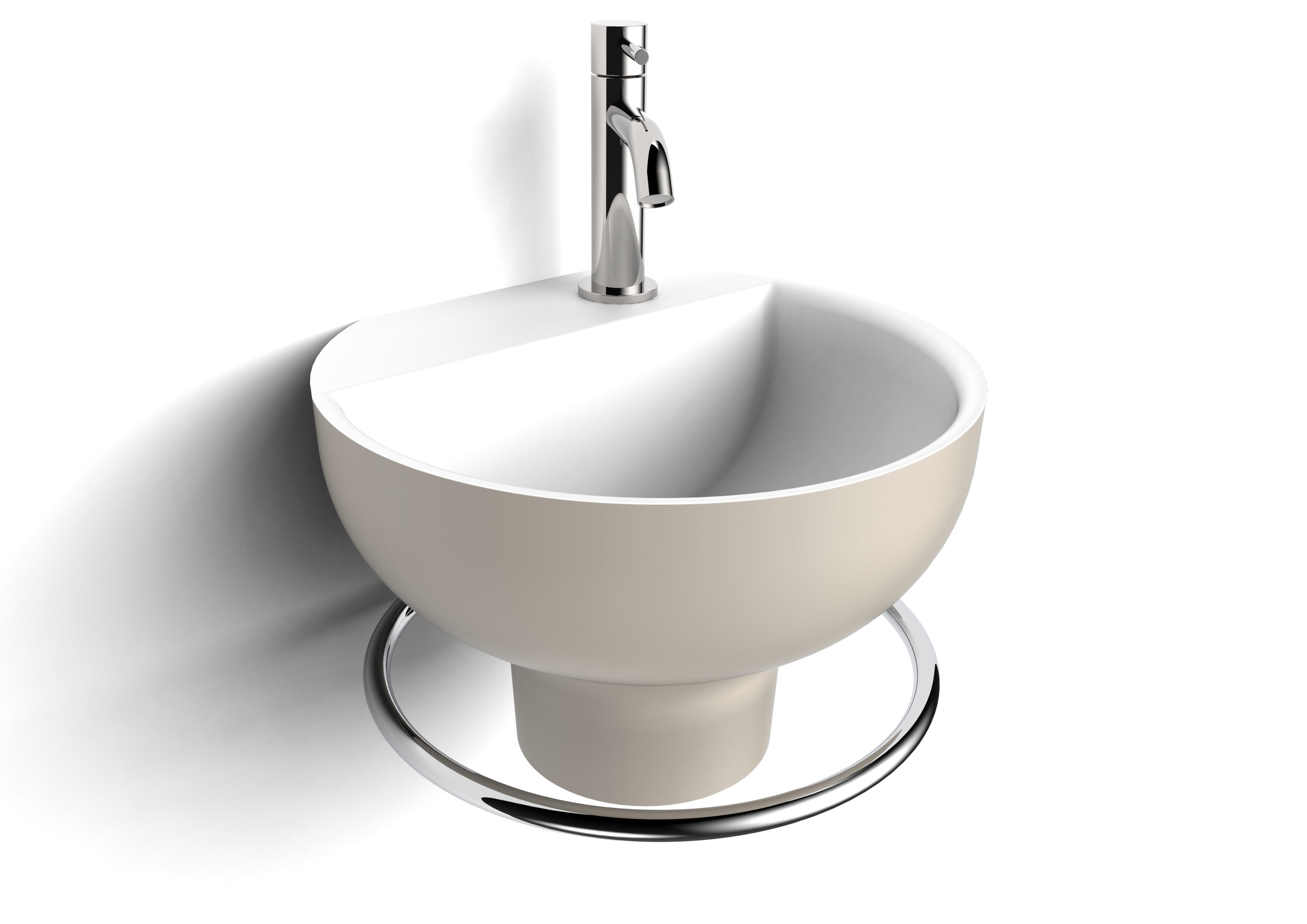 Lave mains Osaka solid surface rond beige l.32.5 x P.30 cm, DECOTEC ...