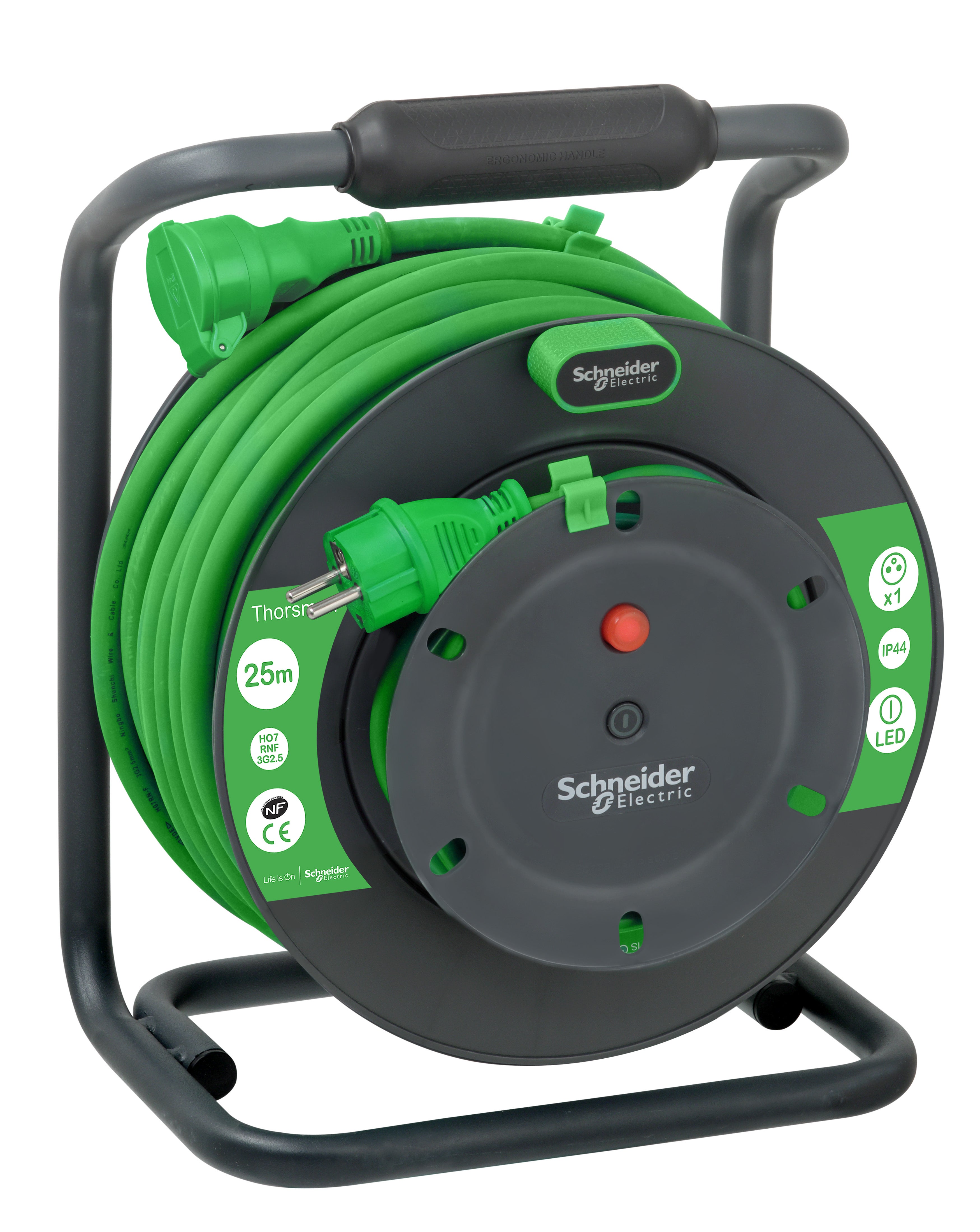 Enrouleur de câble électrique 25m - H07RNF - 3G 2,5mm², SCHNEIDER ...