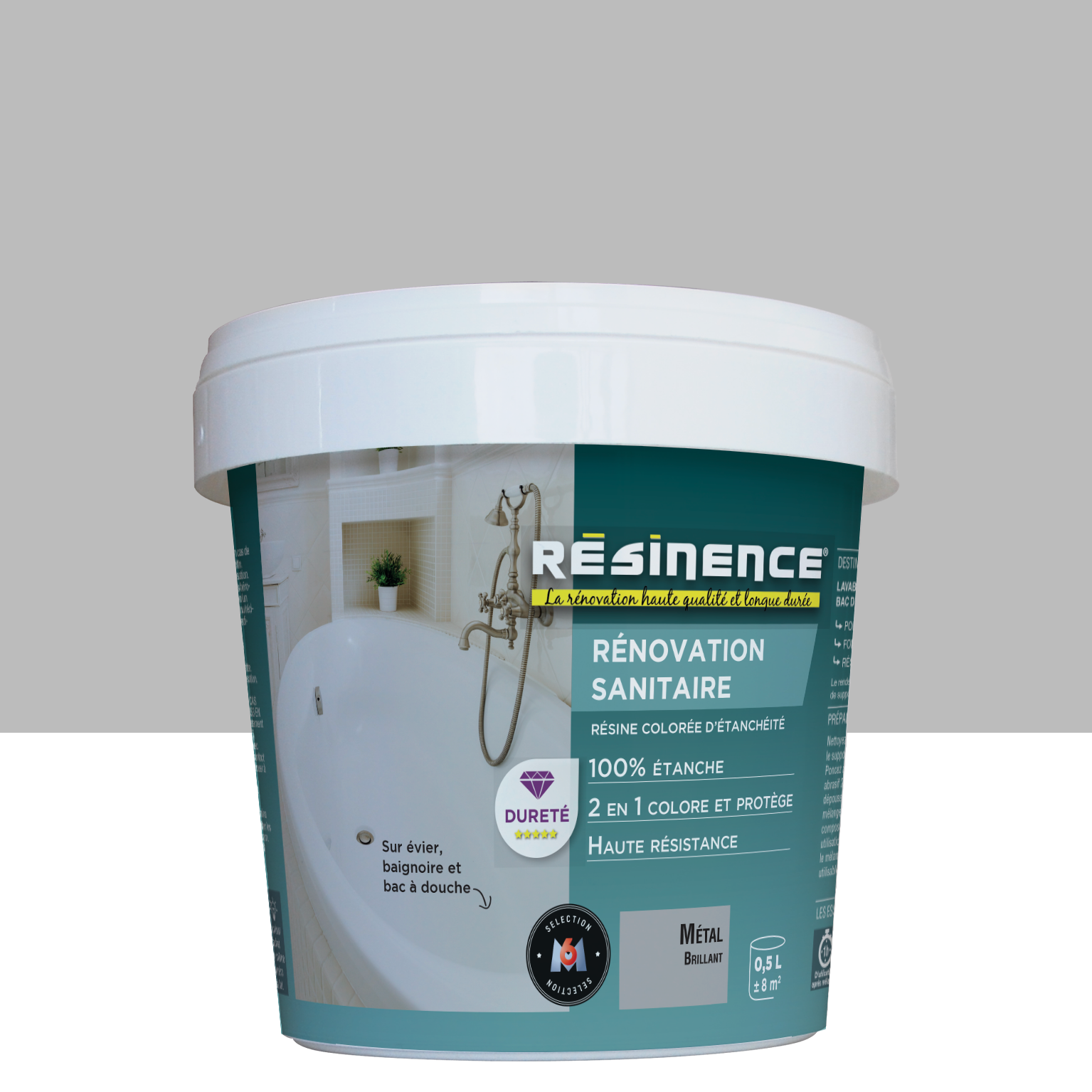 Résine colorée renov sanitaire RESINENCE, métal brillant, 0.5 l | Leroy ...