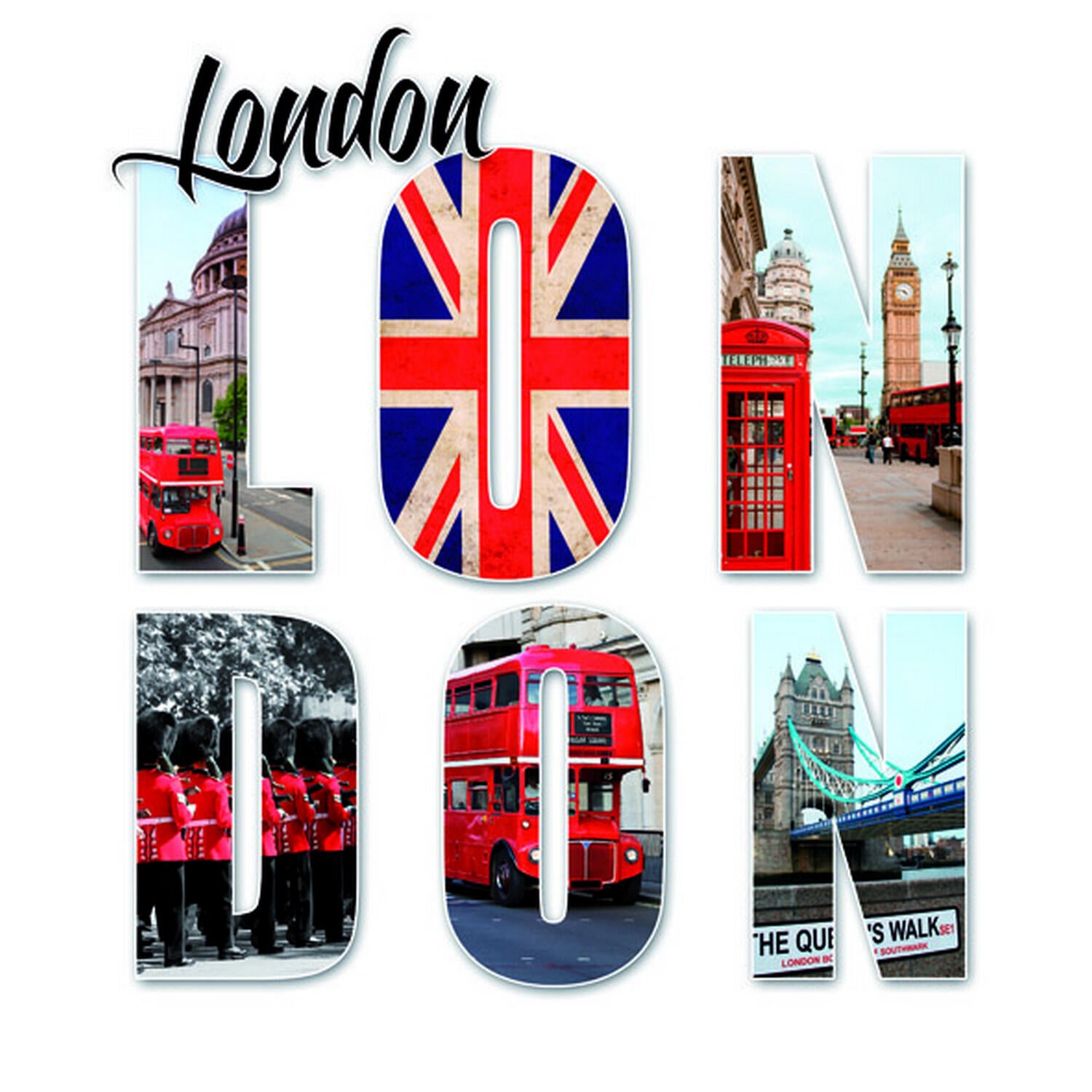 Affiche London wording, multicolore l.30 x H.30 cm | Leroy Merlin