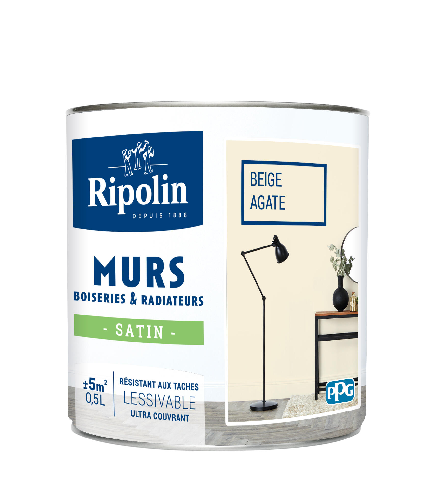 Peinture beige agate mur, boiserie, radiateur RIPOLIN satiné 0.5 l ...