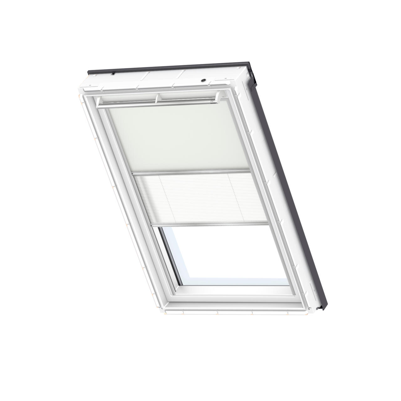 Store VELUX duo occultant plissé manuel beige DFD MK06, cadre gris ...