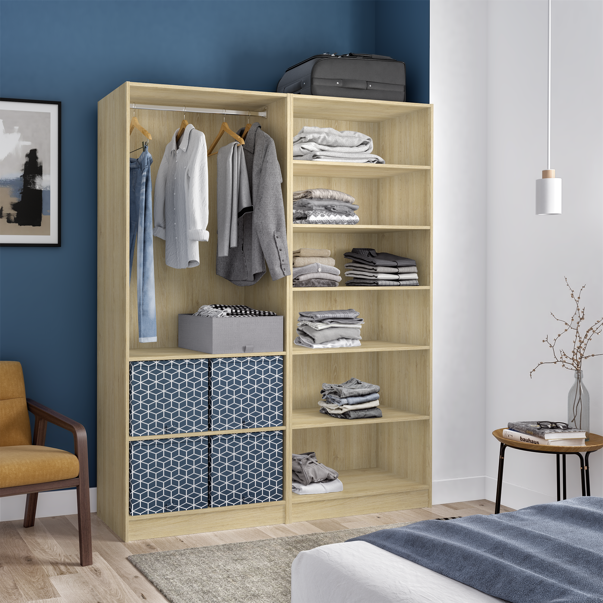 Dressing chêne H.200 x l.160 x P.45 cm Home | Leroy Merlin