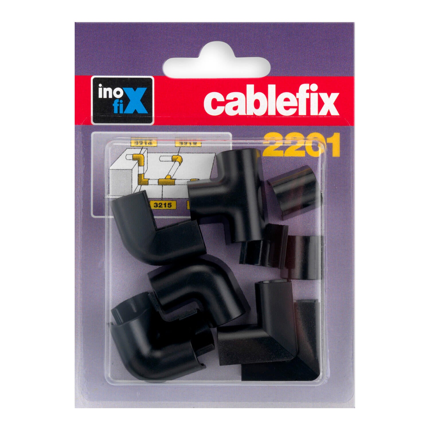 Lot de 10 accessoires pour cache-fil noir pour moulure, H.0.85 x P.0.15 ...
