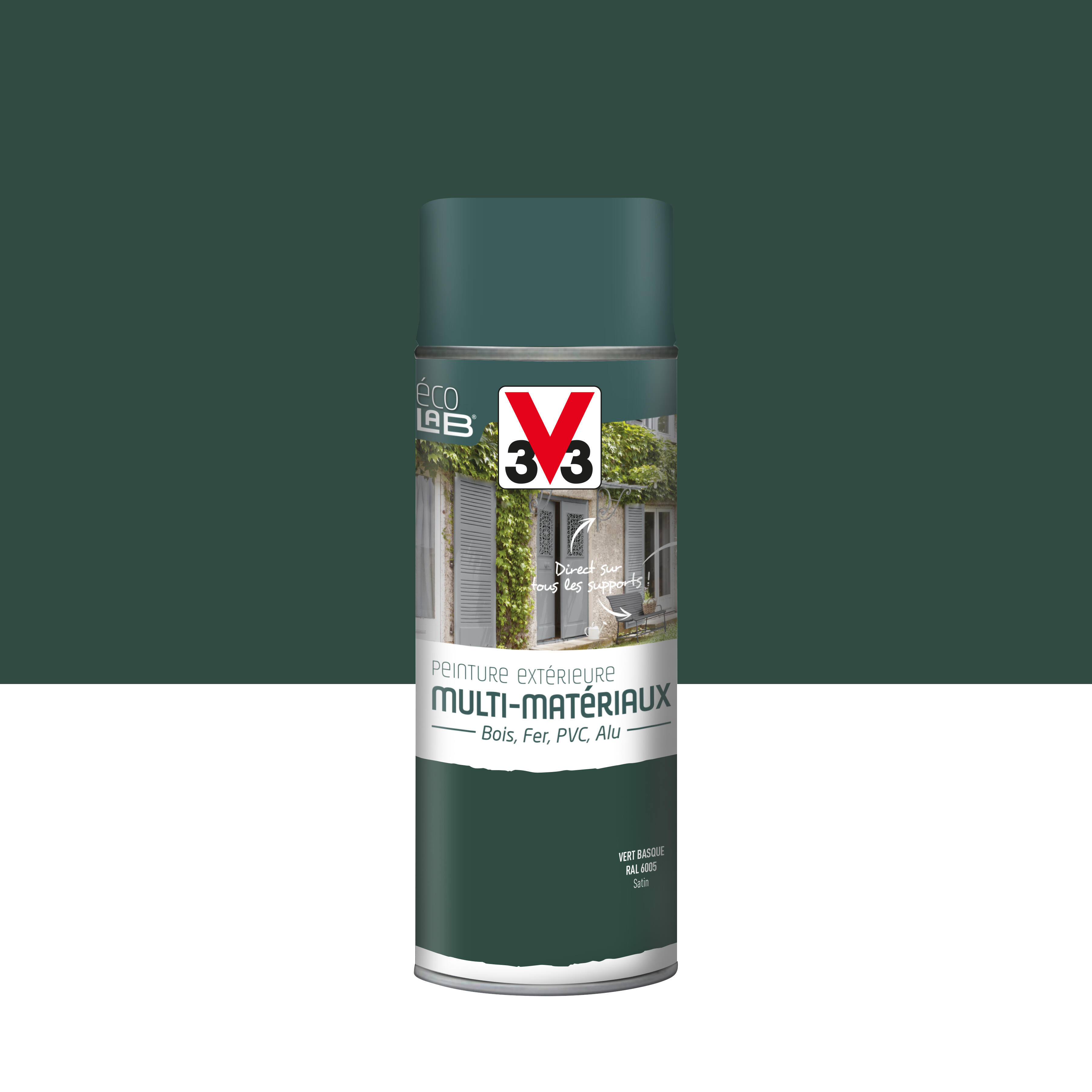 Bombe de peinture Multi-matériaux décolab® V33 vert basque RAL 6005 ...