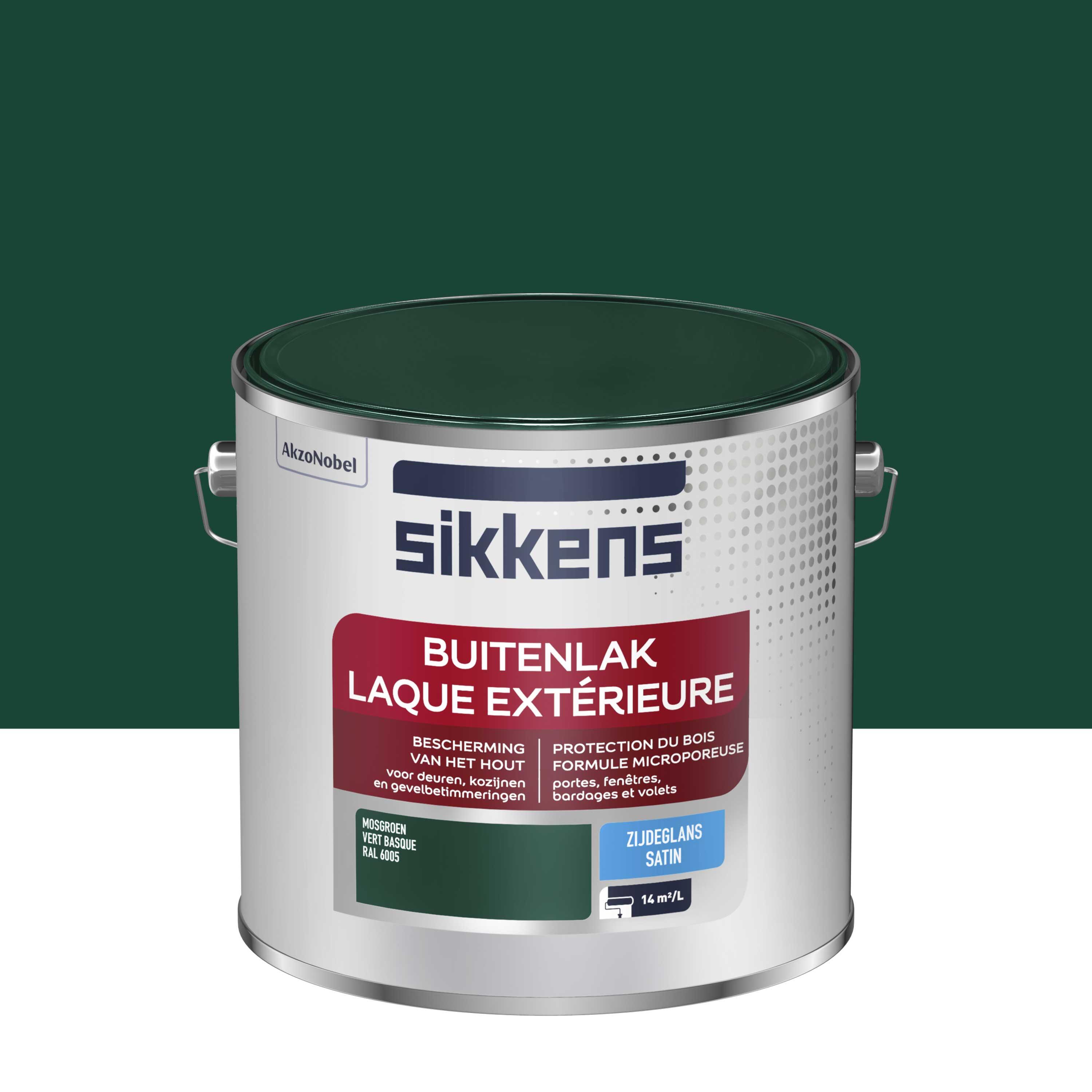 Peinture Laque pour bois extérieur SIKKENS, vert basque satiné 2.5 l ...