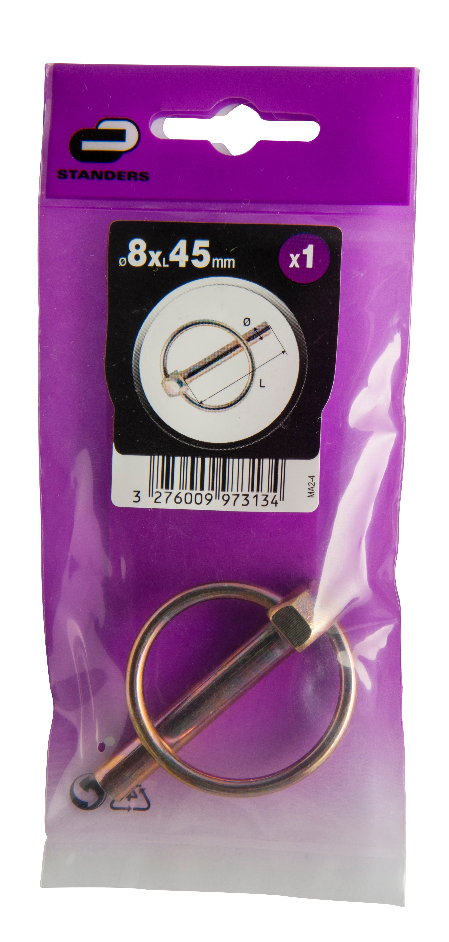 Goupille clips acier, STANDERS, Diam.8 mm, L.56 | Leroy Merlin