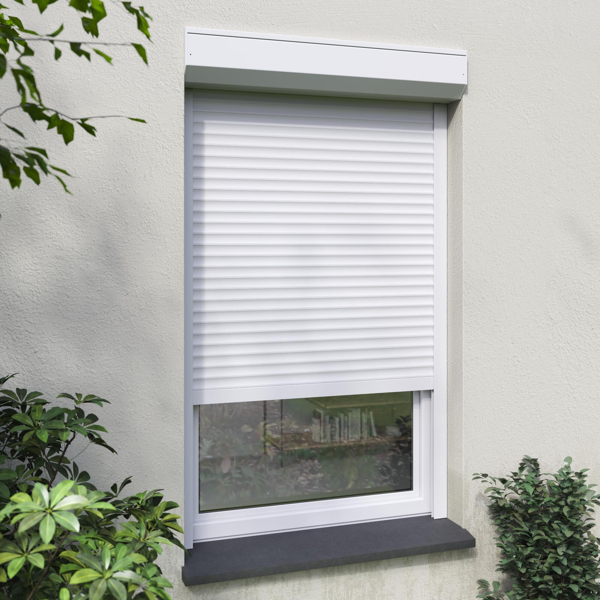 Volet roulant électrique alu. isolé blanc motorisé filaire, H.220 x l ...