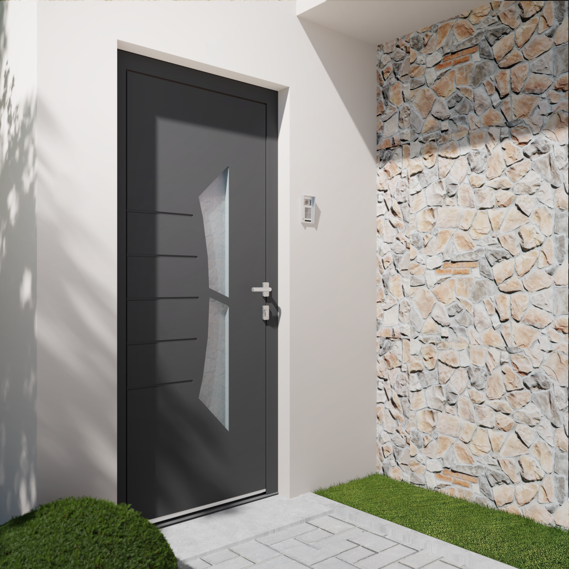 Porte d'entrée Aluminium vitrée Rosy H.215 x l.90 cm gris 7016 ...