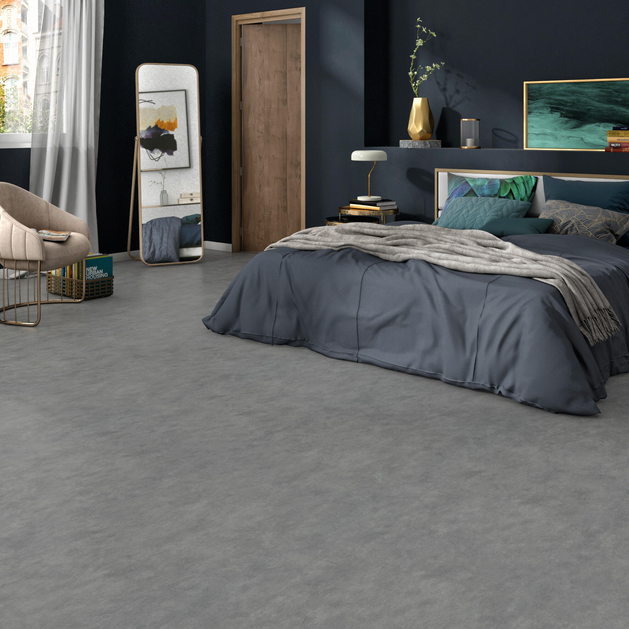 Sol PVC ARTENS effet béton gris gris galet 3 l.4 m | Leroy Merlin