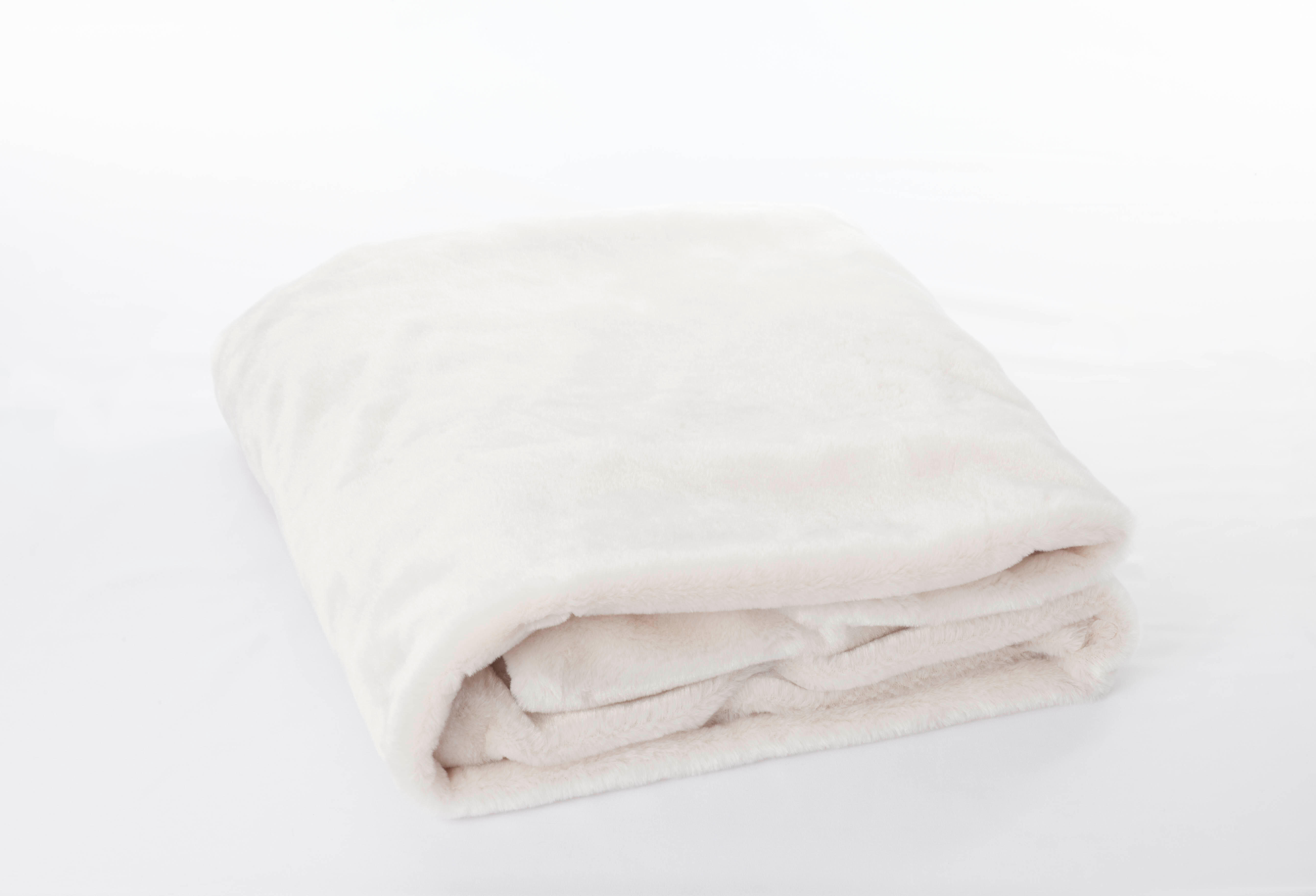 Manta imitación piel Fox Mink rectangular poliéster blanco overlock y ...