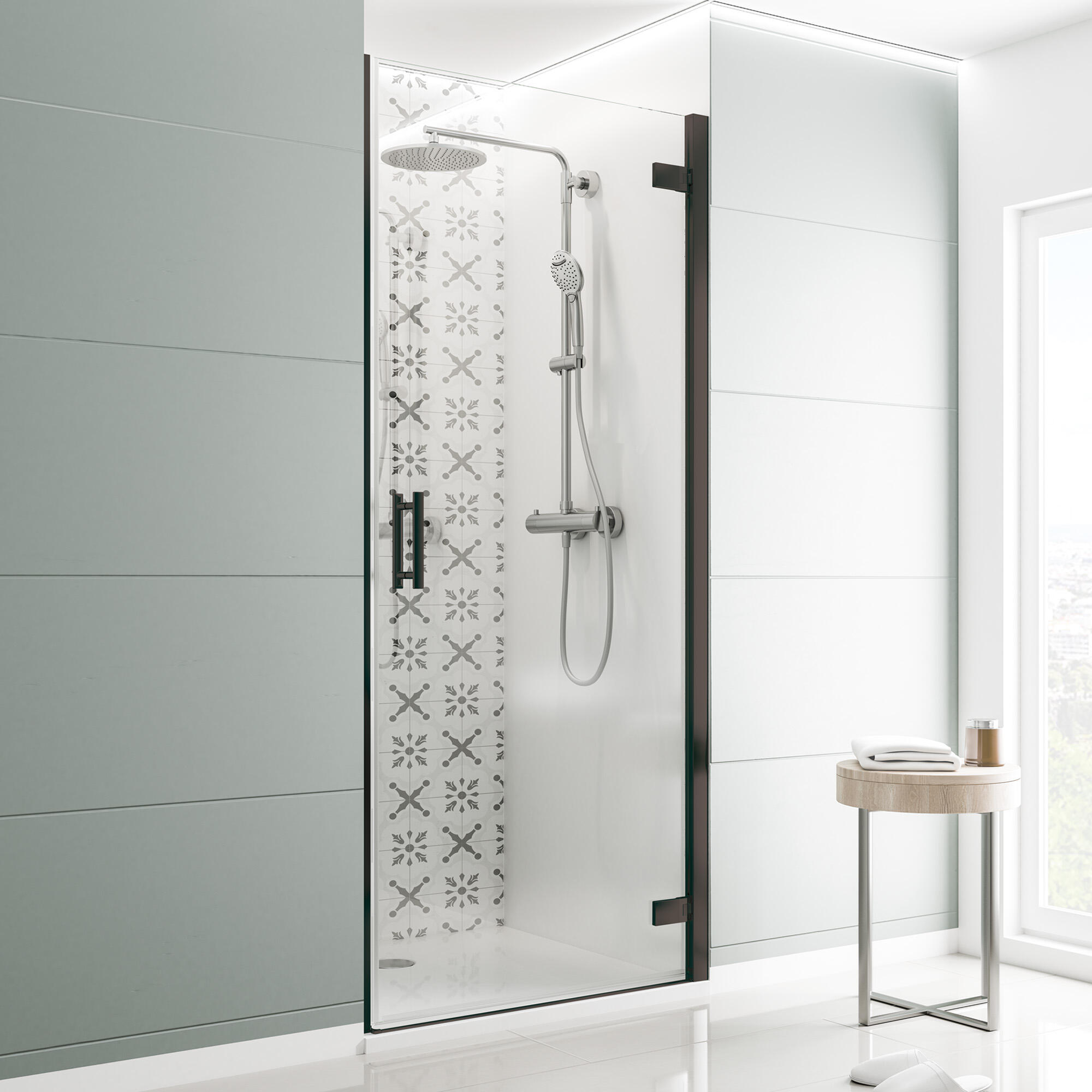 Porte de douche pivotante produit sans finition 100 cm, Delia | Leroy ...