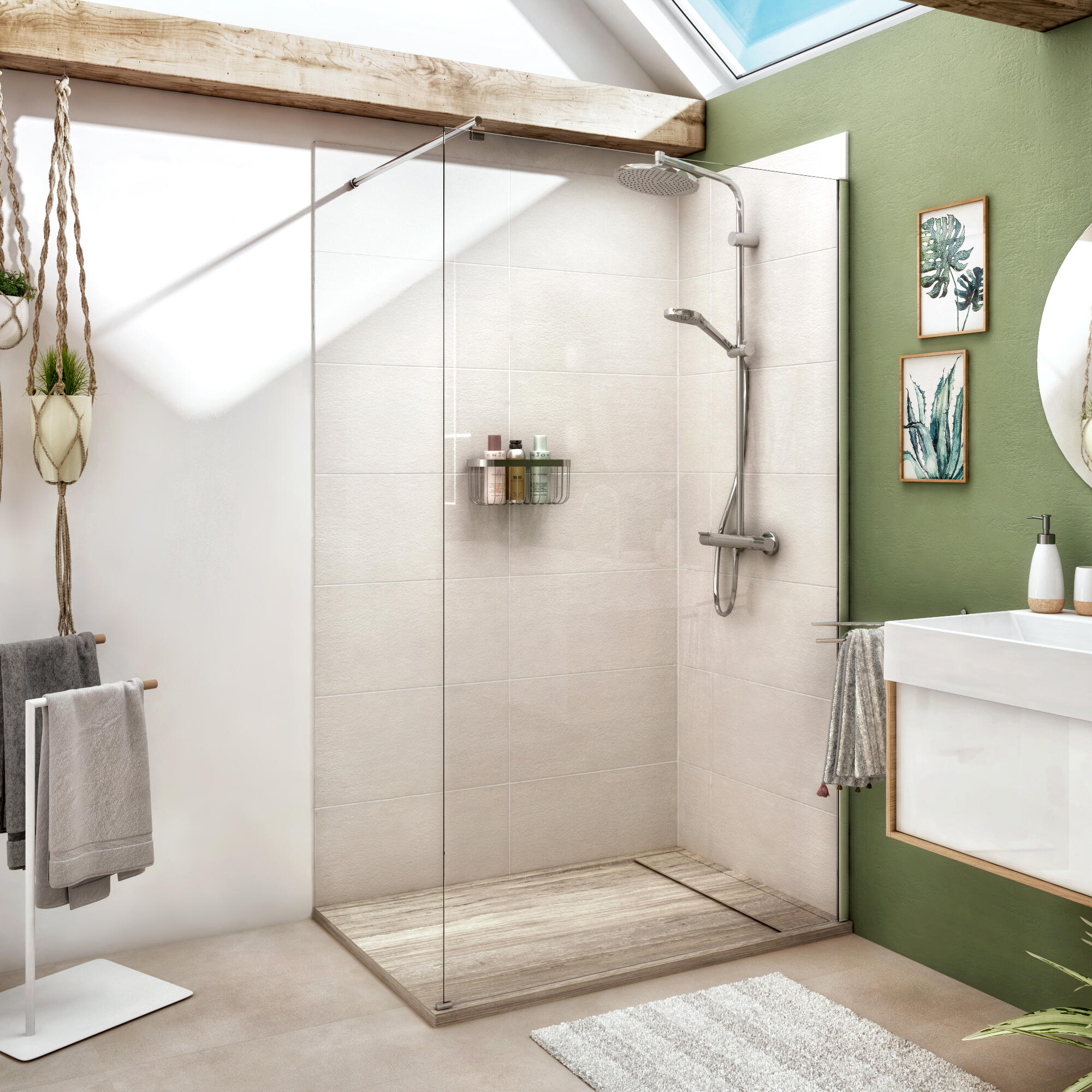 Receveur de douche résine beige L.120 x l.80 Neo | Leroy Merlin