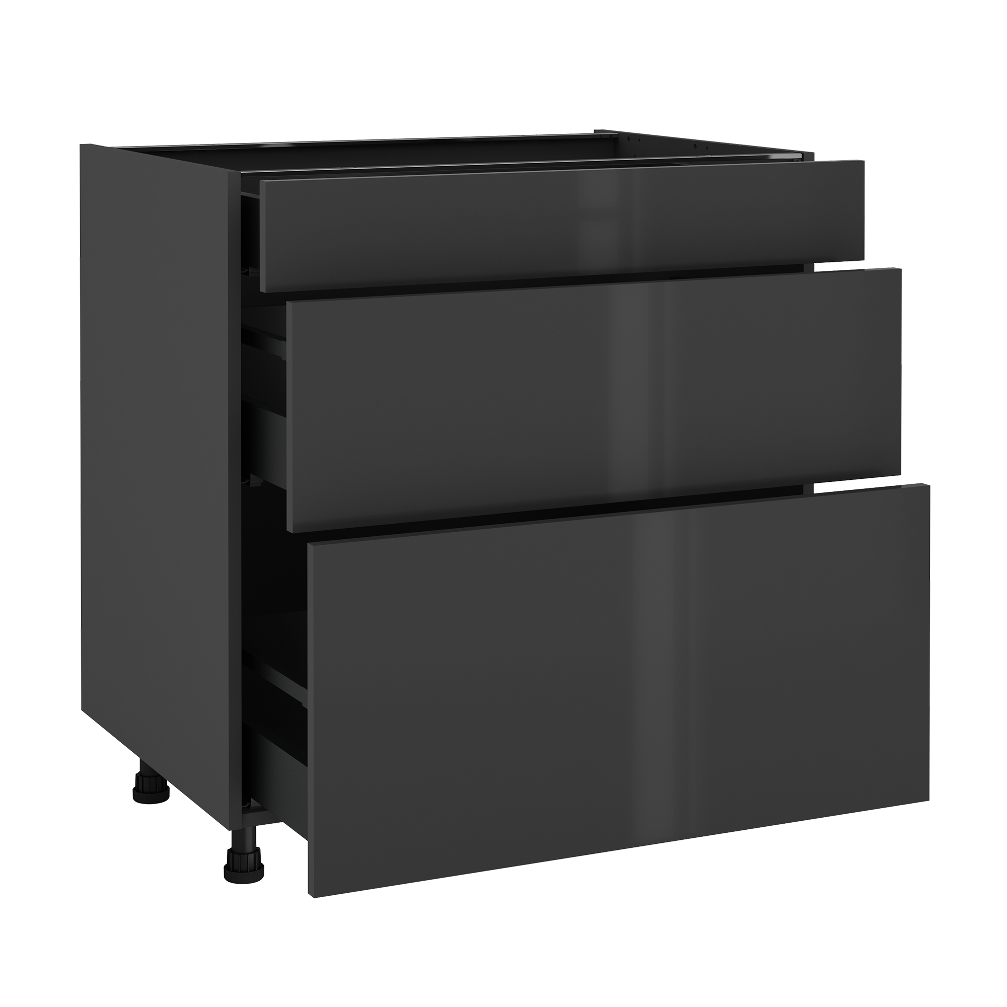 Meuble bas de cuisine Sevilla gris foncé 3 tiroirs H77 x l80 | Leroy Merlin