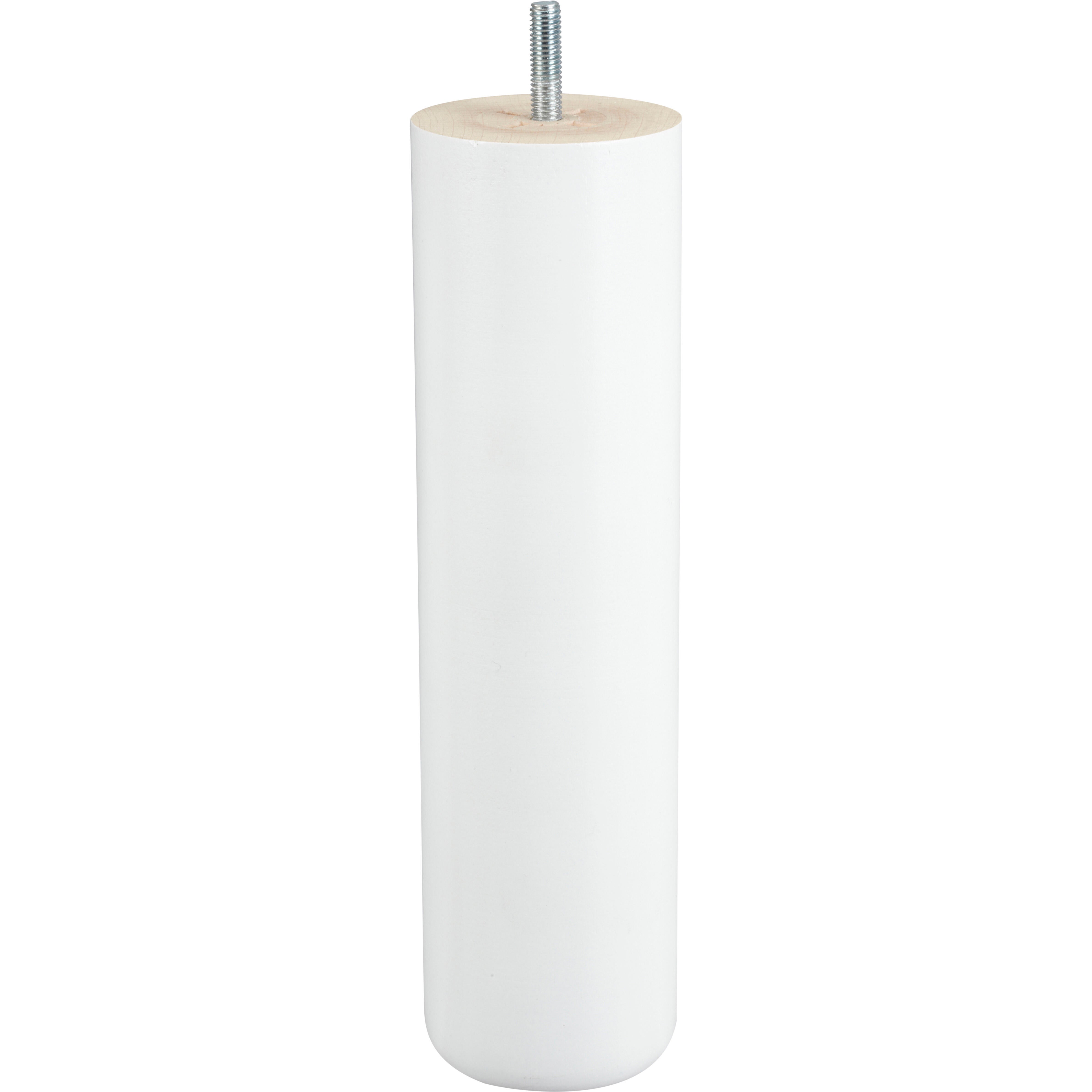 Pied lit / sommier cylindrique fixe hêtre laqué blanc diam. 6.8 cm x H ...