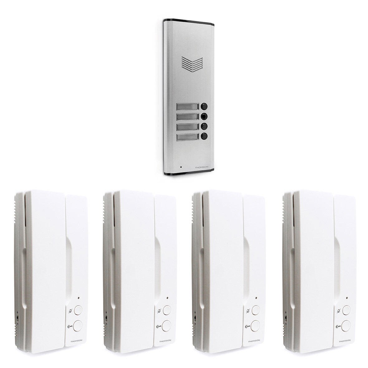 Pack interphone 1 platine + 4 combinés filaire, THOMSON Multihome ...