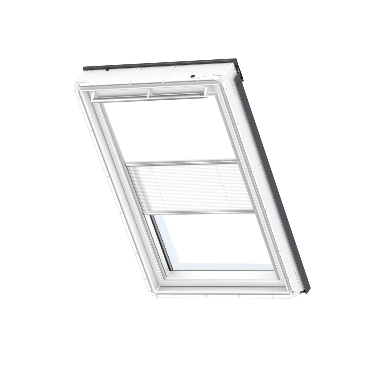 Store VELUX duo occultant plissé manuel blanc DFD U04, cadre gris ...