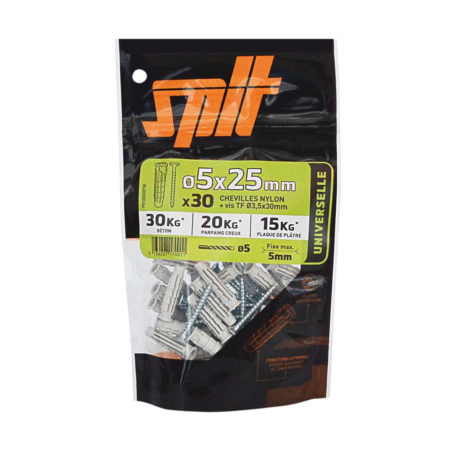 30 chevilles et vis SPIT, Ø5 x L.25 mm | Leroy Merlin