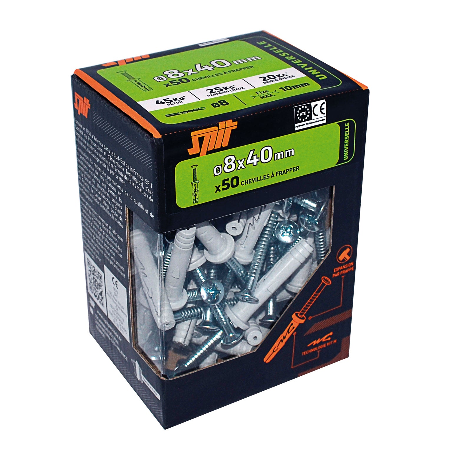 Boîte de 50 chevilles à frapper universelles, Ø8x40mm gris | Leroy Merlin