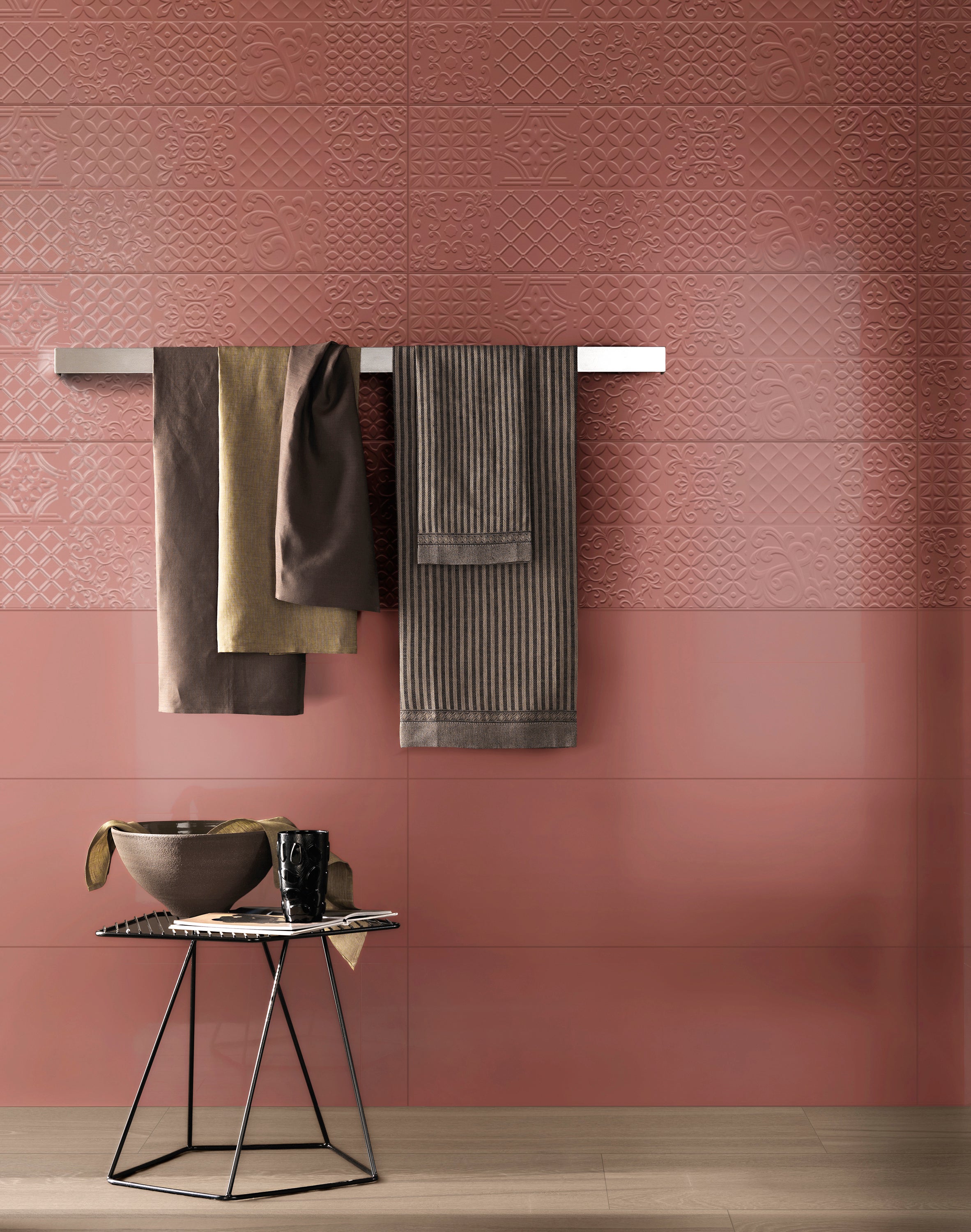 Carrelage mur intérieur effet relief rouge Care l.25 x L.76 cm | Leroy ...