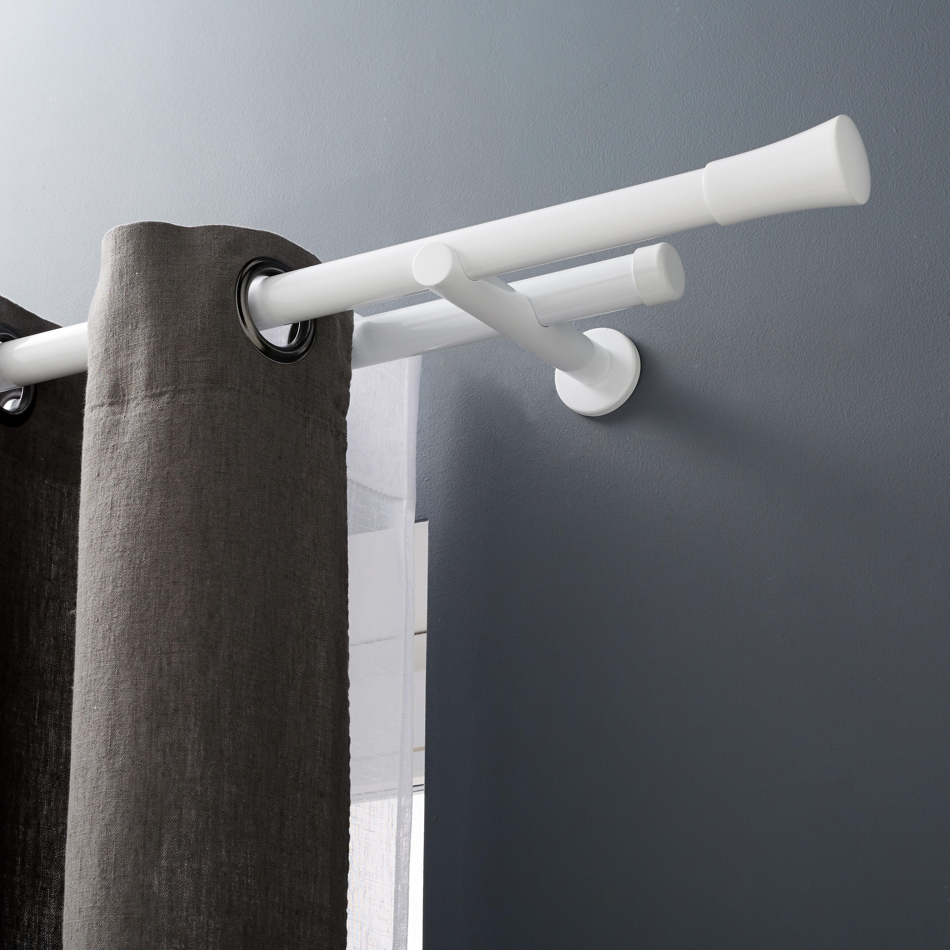 1 support double tringle à rideau, 28 mm blanc brillant INSPIRE | Leroy ...