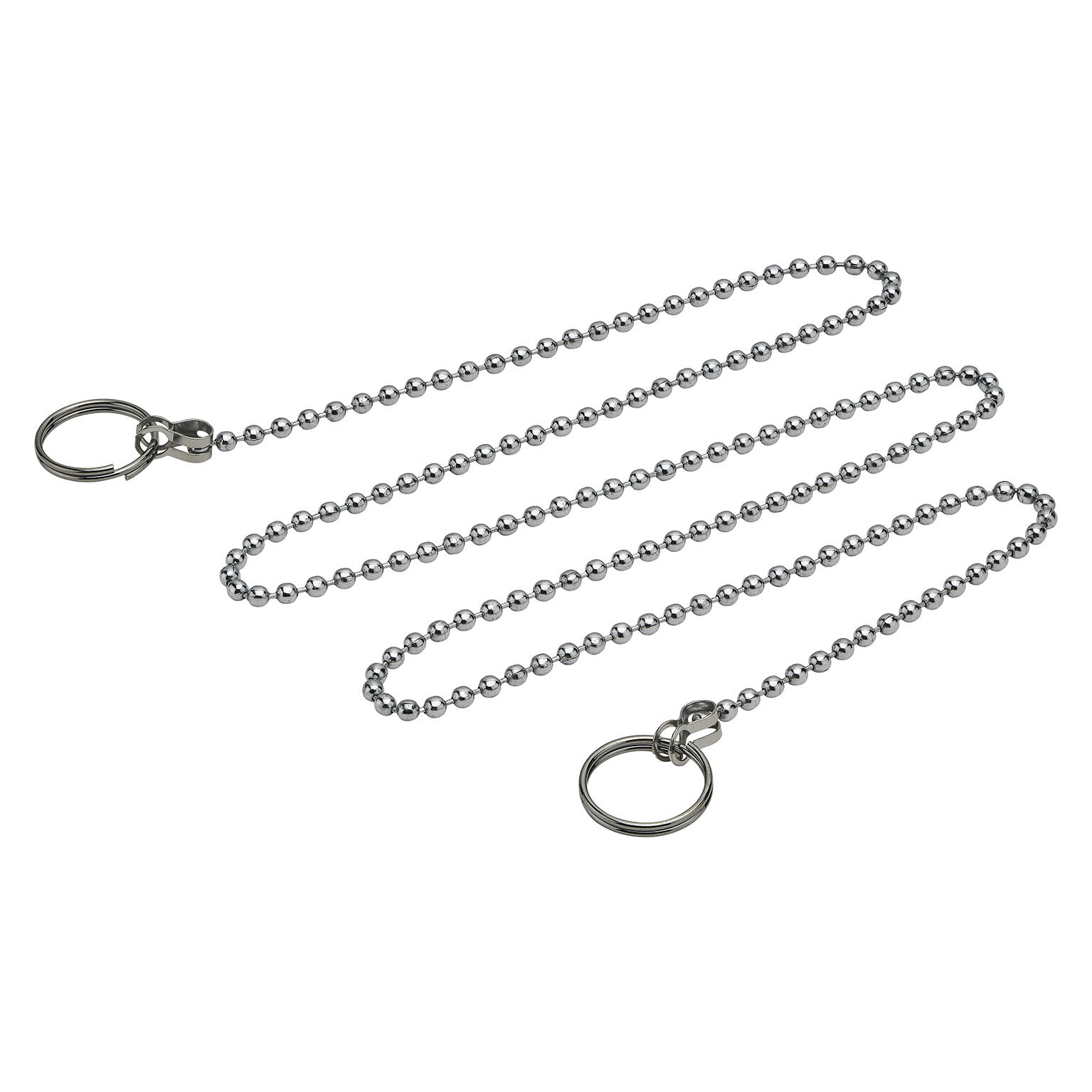 Chaînette perlée laiton chromé D 3.2 x 700 mm, avec anneaux brisés ...