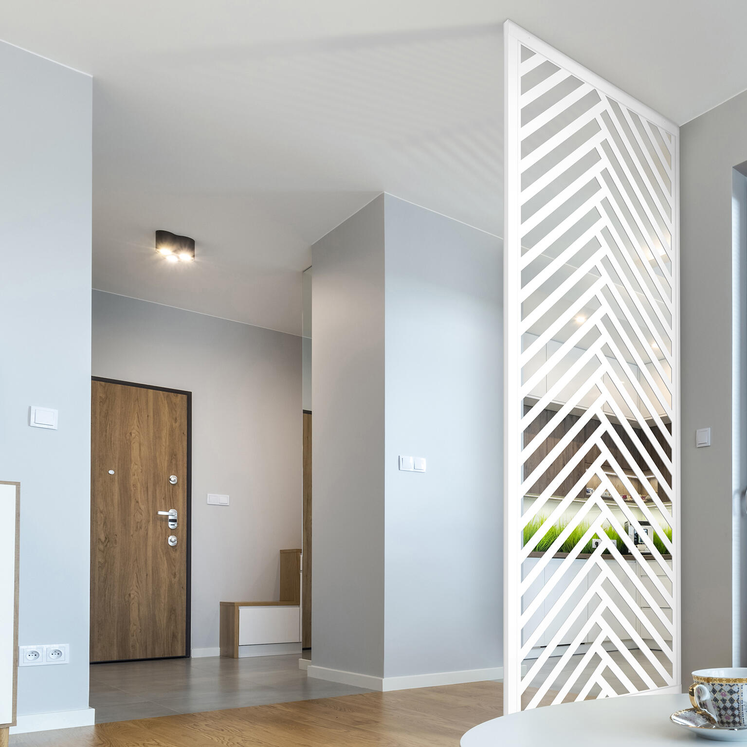 Cloison amovible Chevron acier blanc l.88 x H.250 x P.3cm | Leroy Merlin