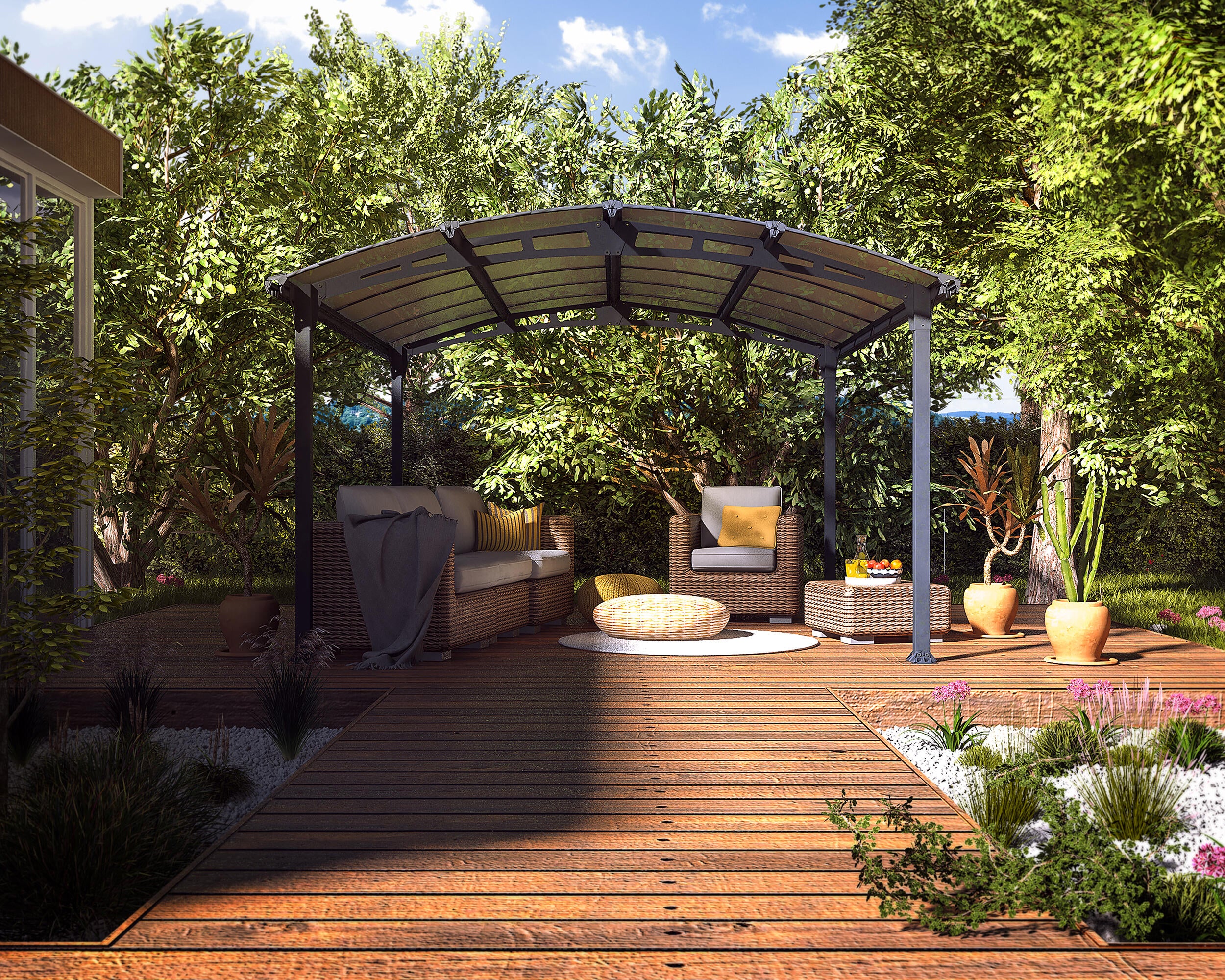 Tonnelle autoportante, TUCSON 4300, Palram, aluminium gris anthracite ...