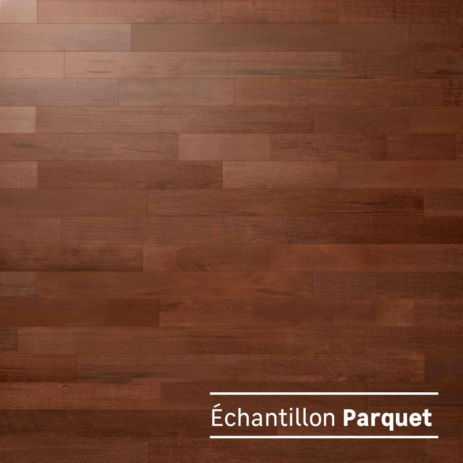 Echantillon parquet bois massif medio acajou brun rouge vitrifié l ...