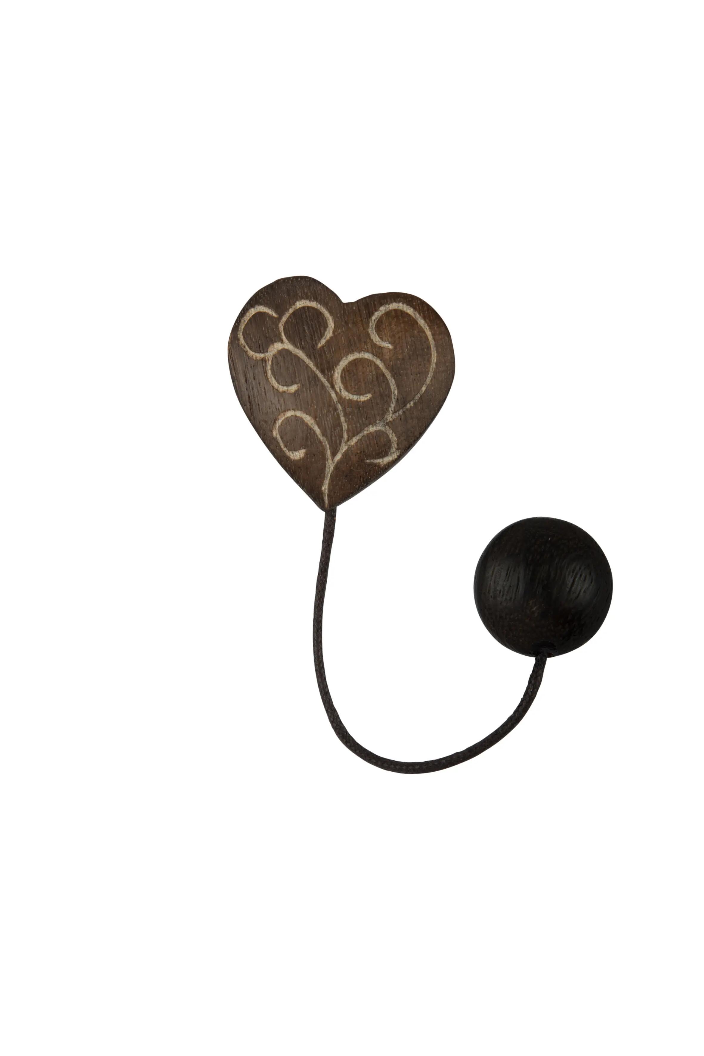 Embrasse aimantée Aimantée cœur volutes 4,5cm, bois foncé | Leroy Merlin