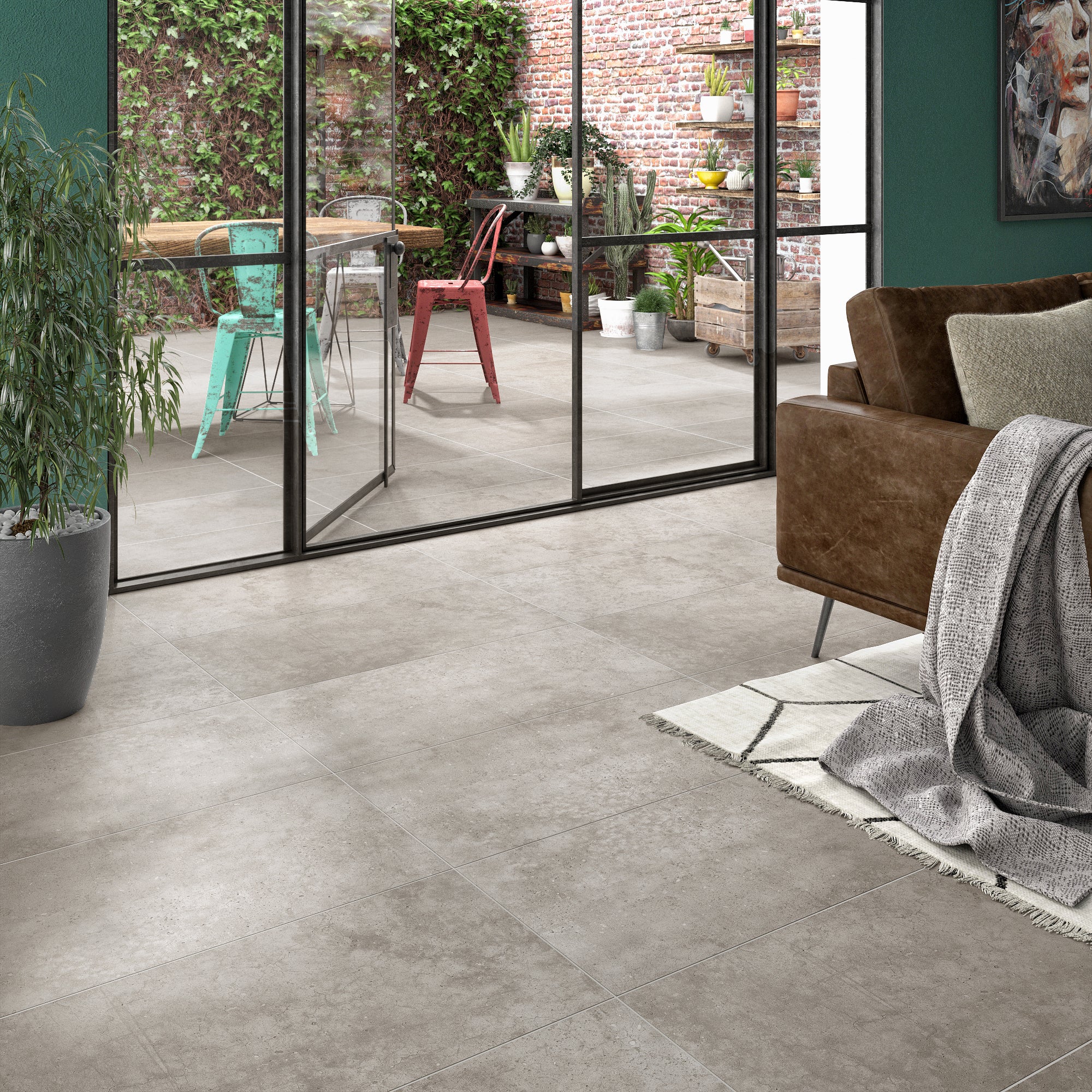 Carrelage mur / sol intérieur effet béton gris clair Spirit l.40 x L.80 ...