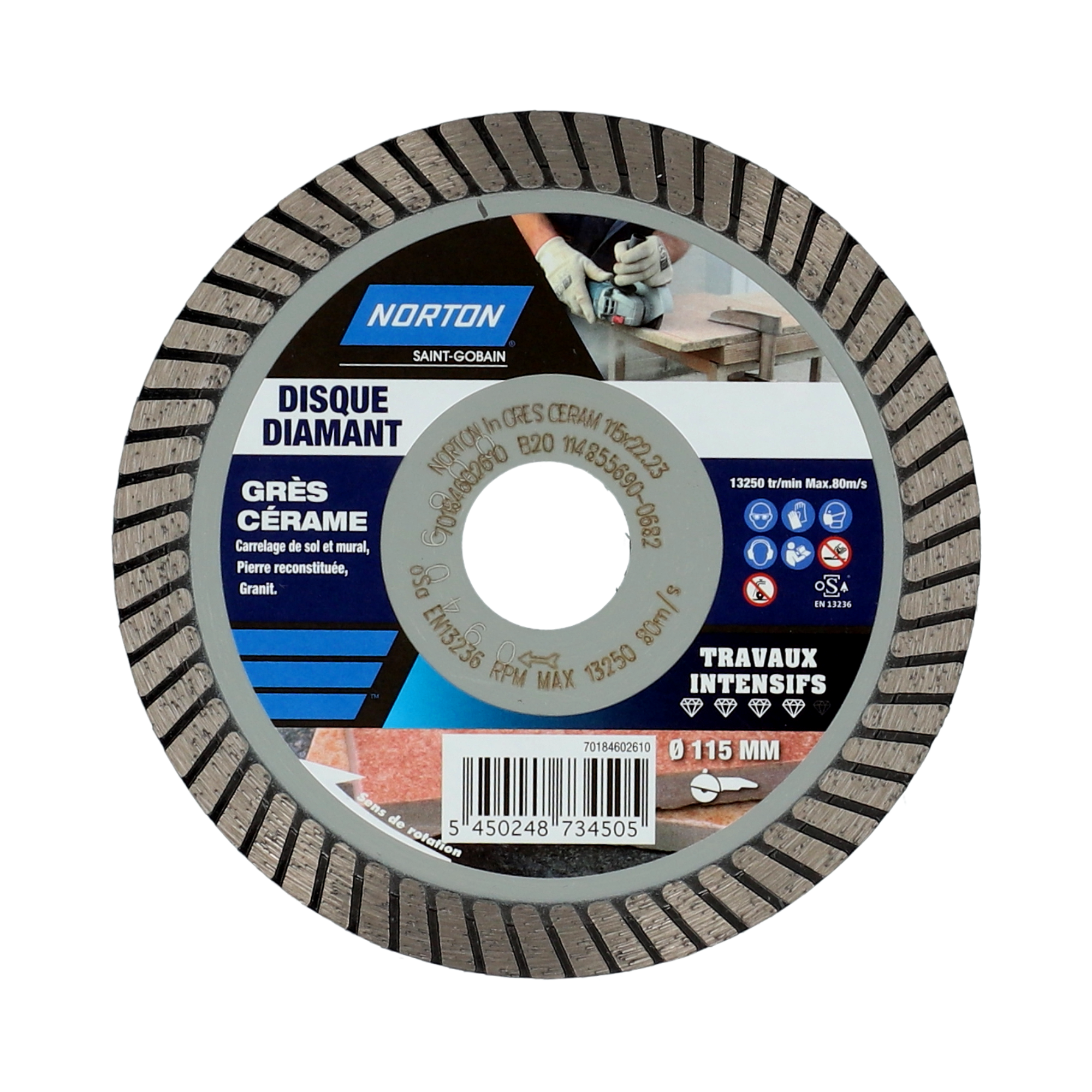 Disque diamant intensif turbo pour grès NORTON, Diam.115 mm | Leroy Merlin