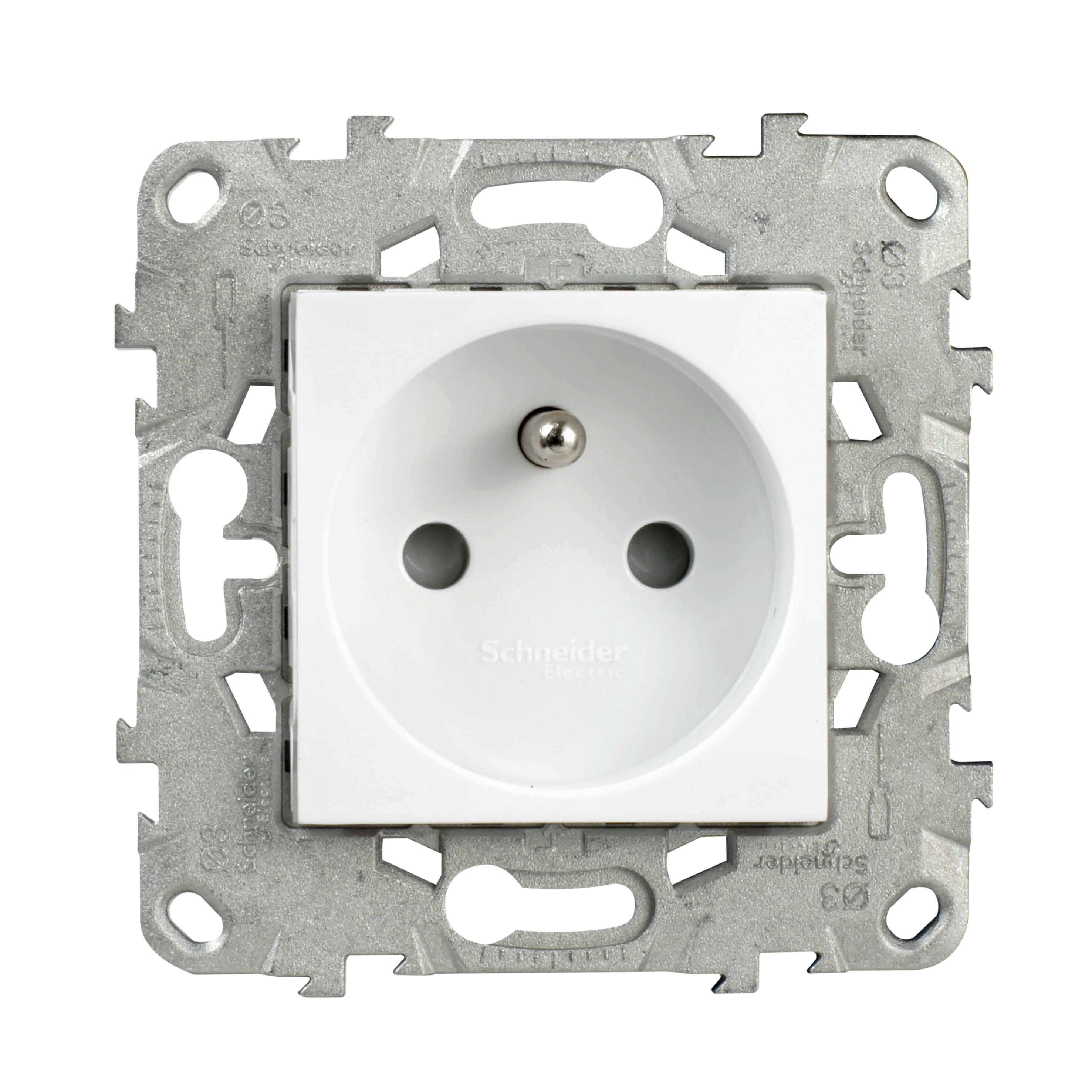 Prise avec terre à assembler Unica, SCHNEIDER ELECTRIC, blanc | Leroy ...