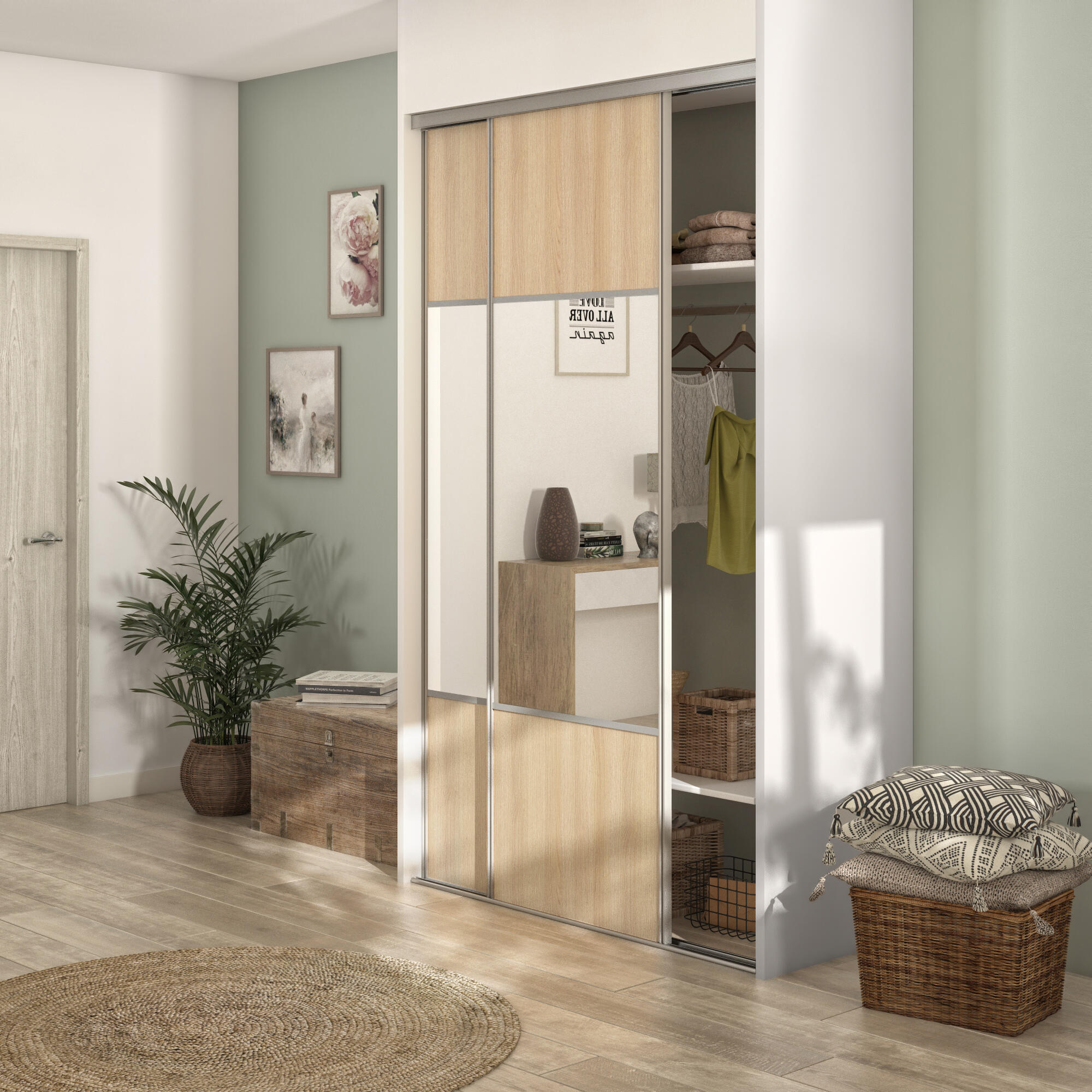 Ensemble de portes de placard Naturel, 2 portes, l150xH250cm | Leroy Merlin