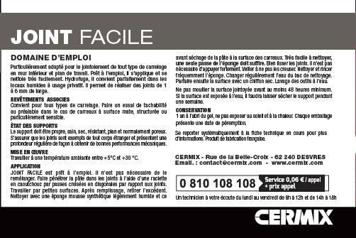 Pâte à joint carrelage CERMIX chocolat 0.75 kg, 2.5 m² Joint facile | Leroy Merlin