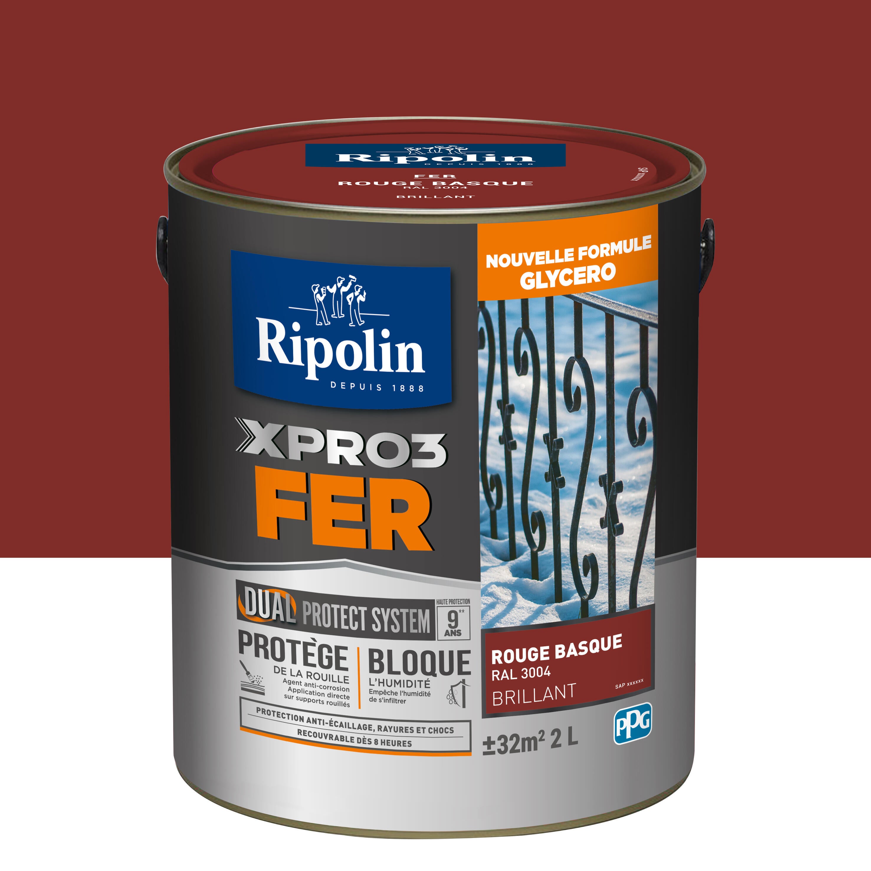 Peinture extérieure fer Xpro3 RIPOLIN rouge basque brillant 2l | Leroy ...