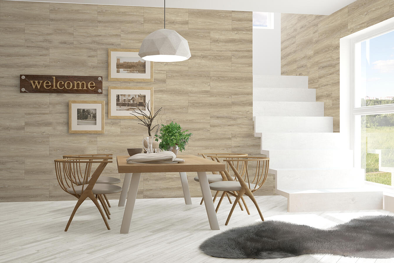 Dalles murale PVC bois clair structuré GROSFILLEX, L.60 x l.30 cm, Ep.5 ...