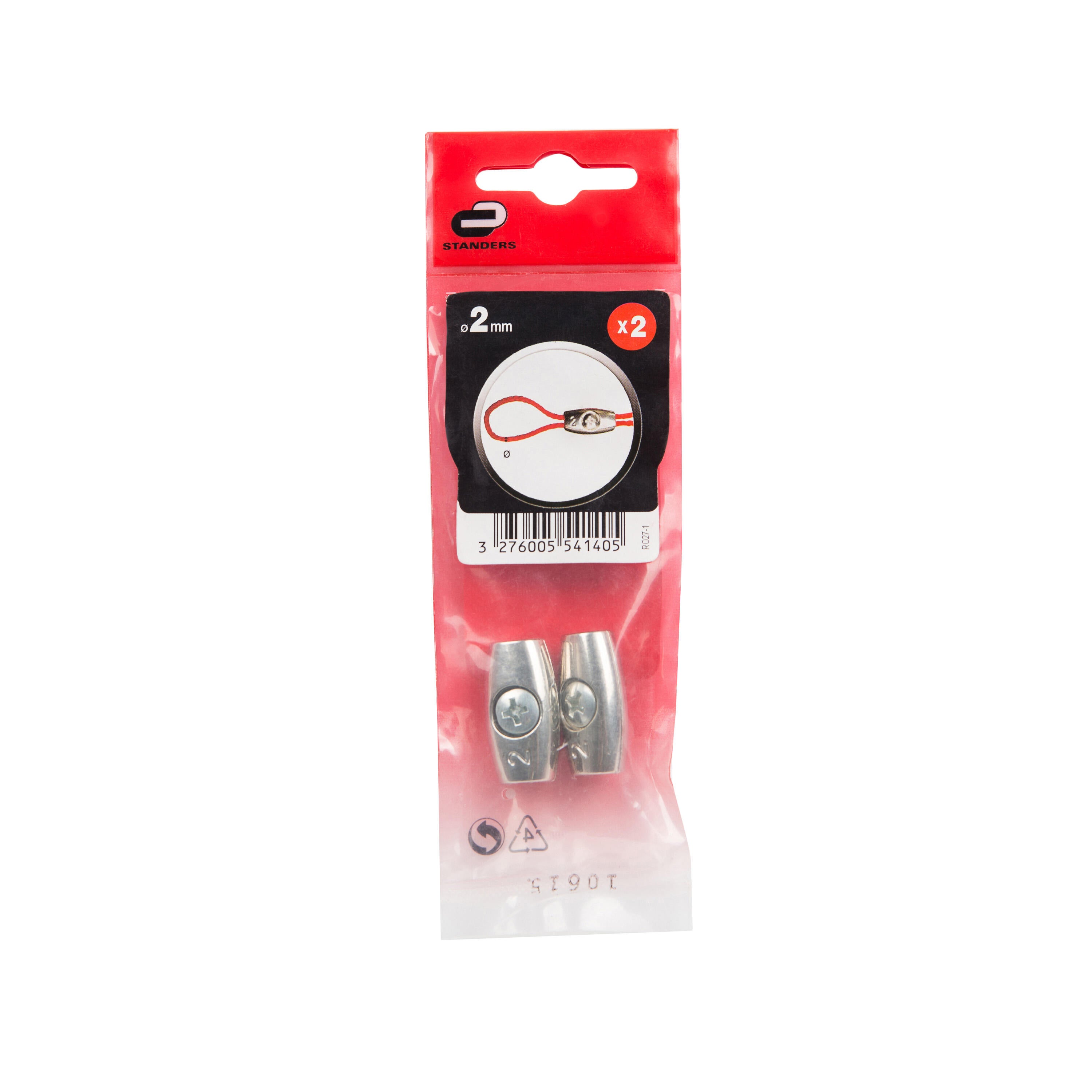 Lot de 2 serre-cordes zamak, STANDERS, Diam.2 x L.22 x l.15 mm | Leroy ...